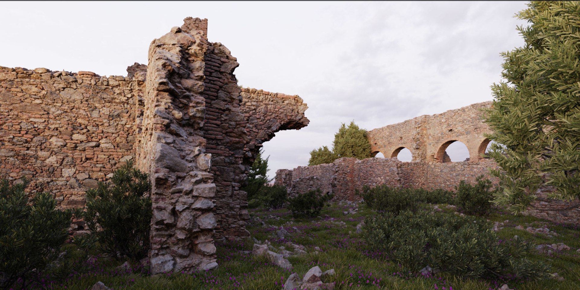 3D Model Modular Brick Stone Wall Ruin Set - TurboSquid 2001867