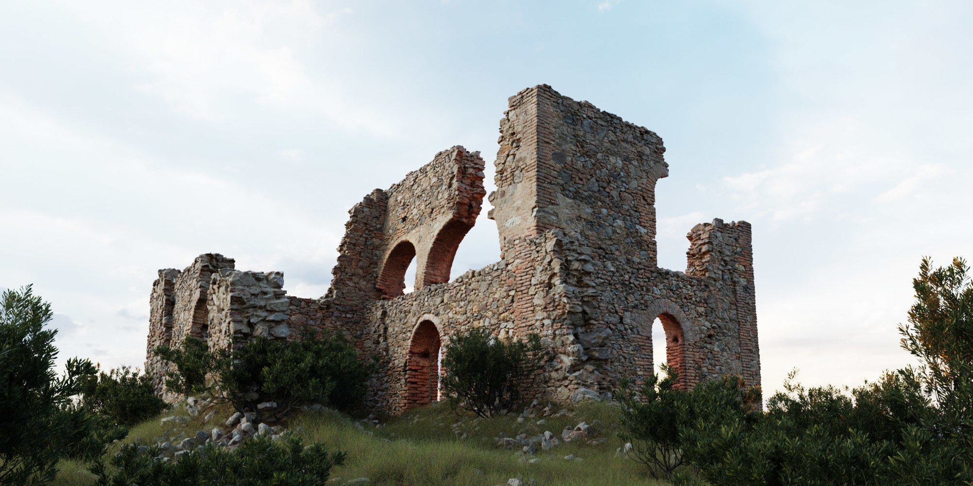 3D Model Modular Brick Stone Wall Ruin Set - TurboSquid 2001867