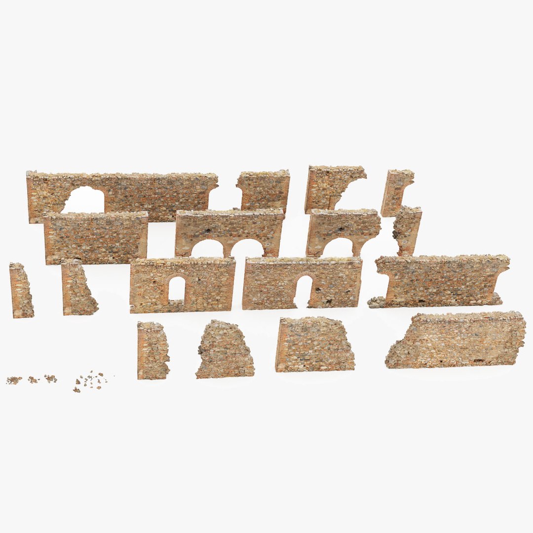 3D Model Modular Brick Stone Wall Ruin Set - TurboSquid 2001867