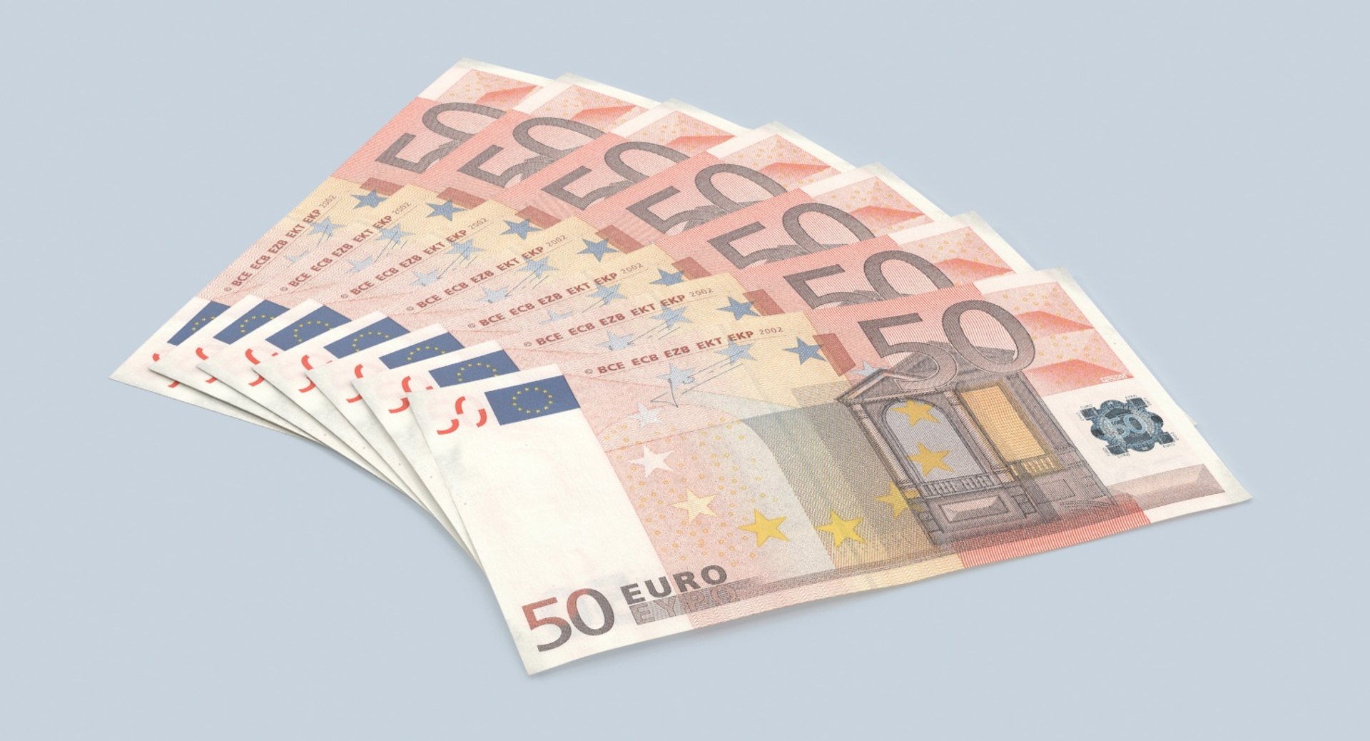 3d 50 Euro Bill Fanned