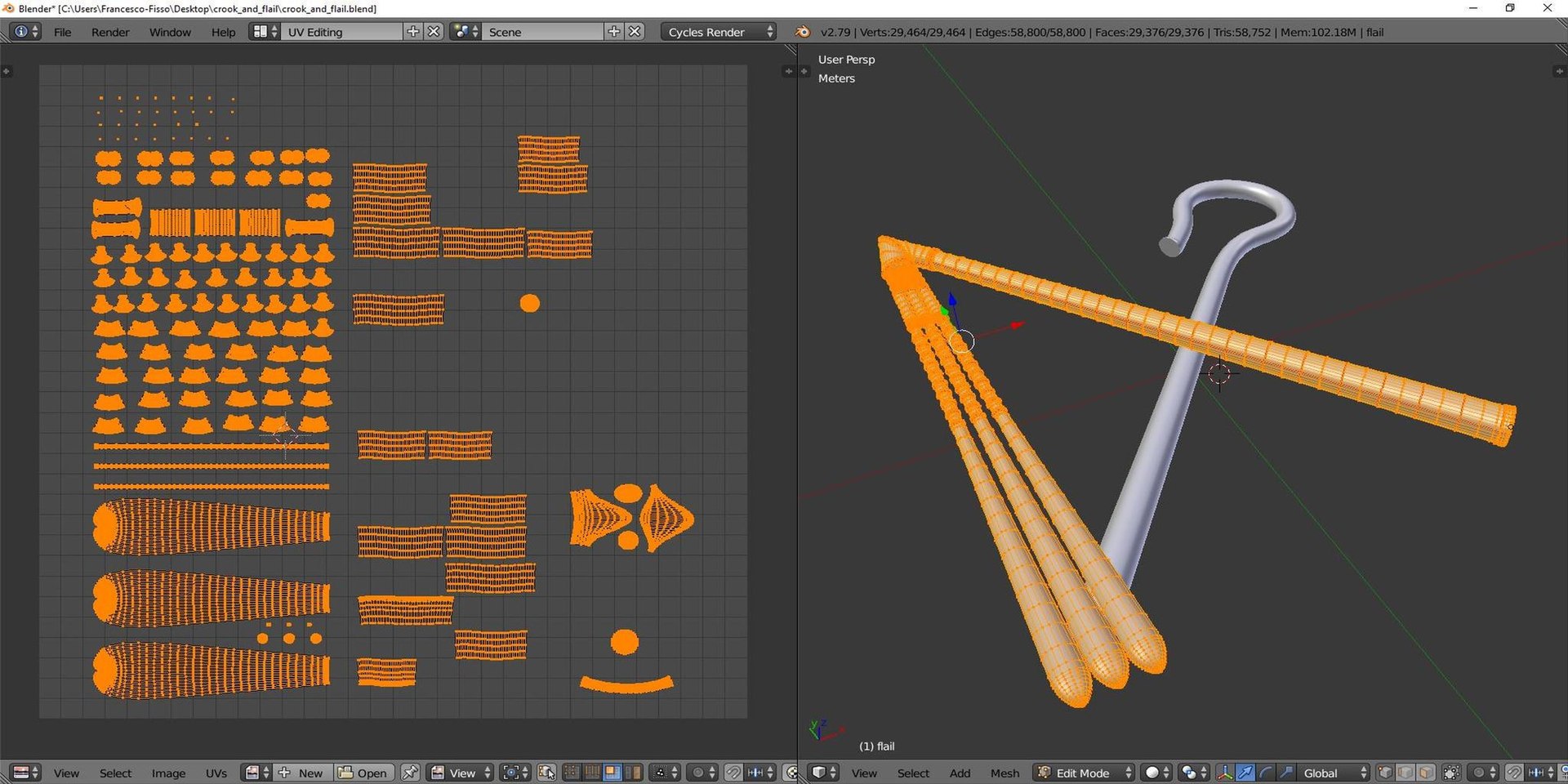3D Crook Flail Model - TurboSquid 1424725