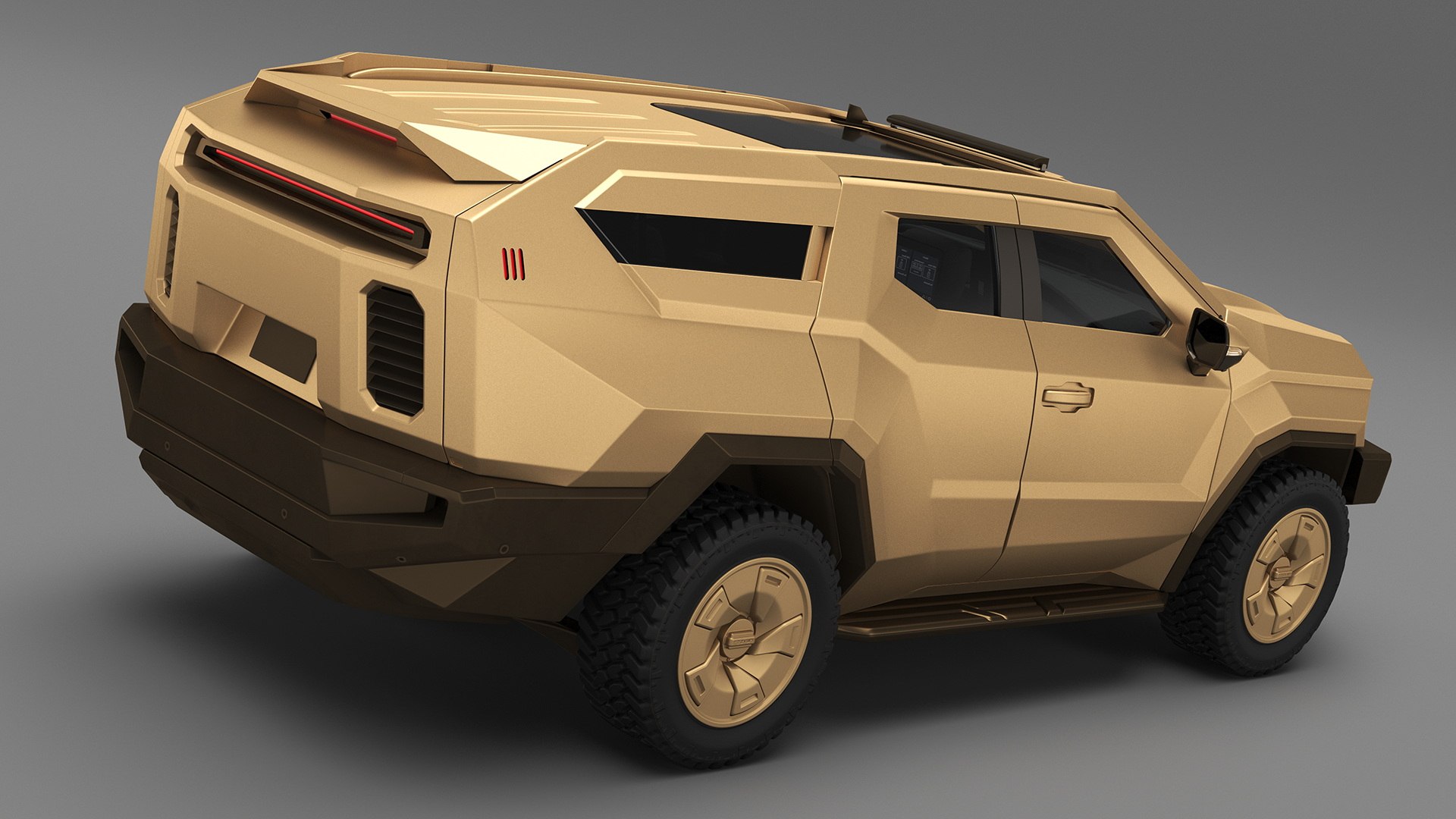 Armored Sand Colored SUV With Lights On Rigged Model - TurboSquid 2270842