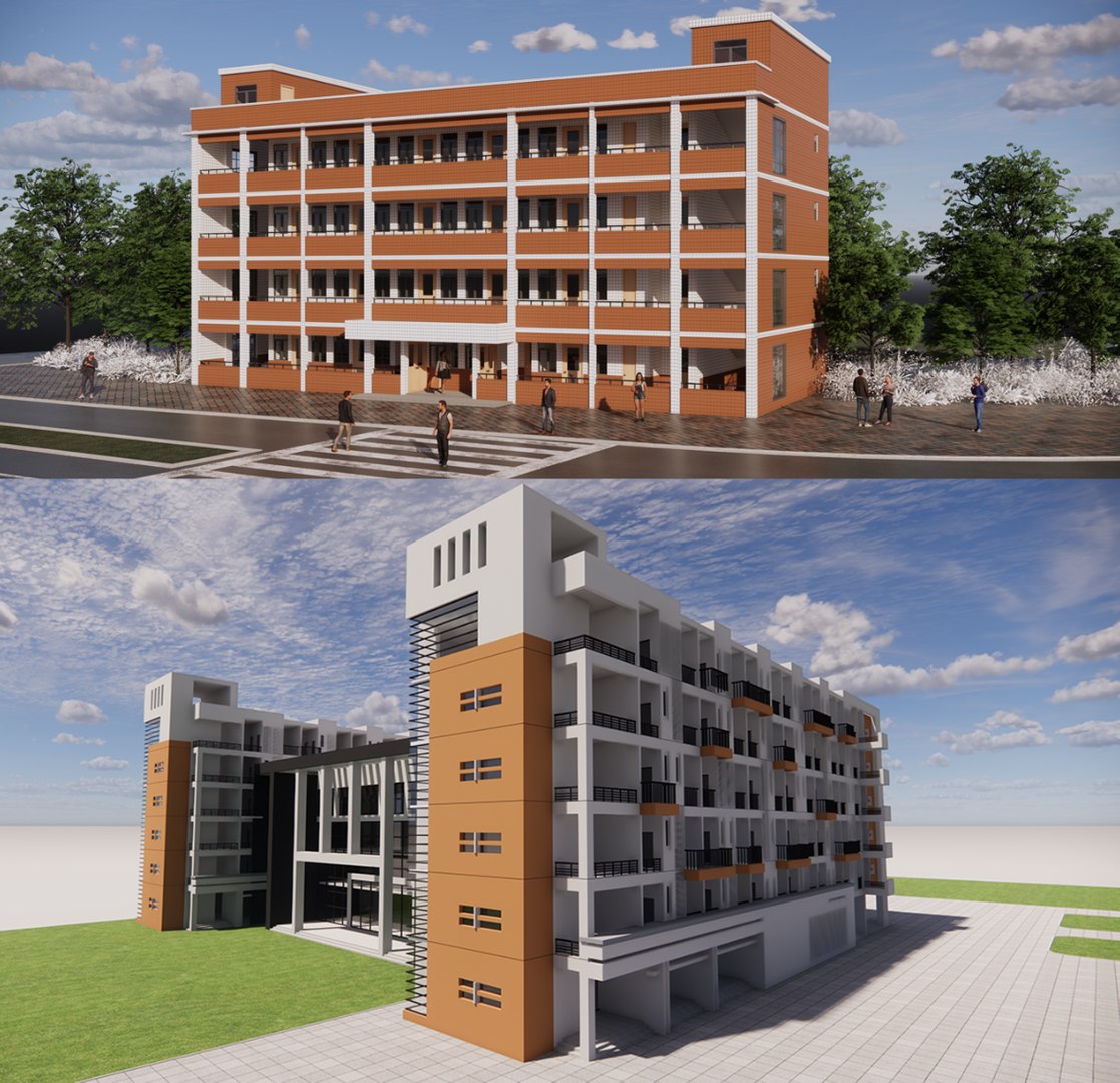Office Building and dormitory-A1 3D model - TurboSquid 2098990