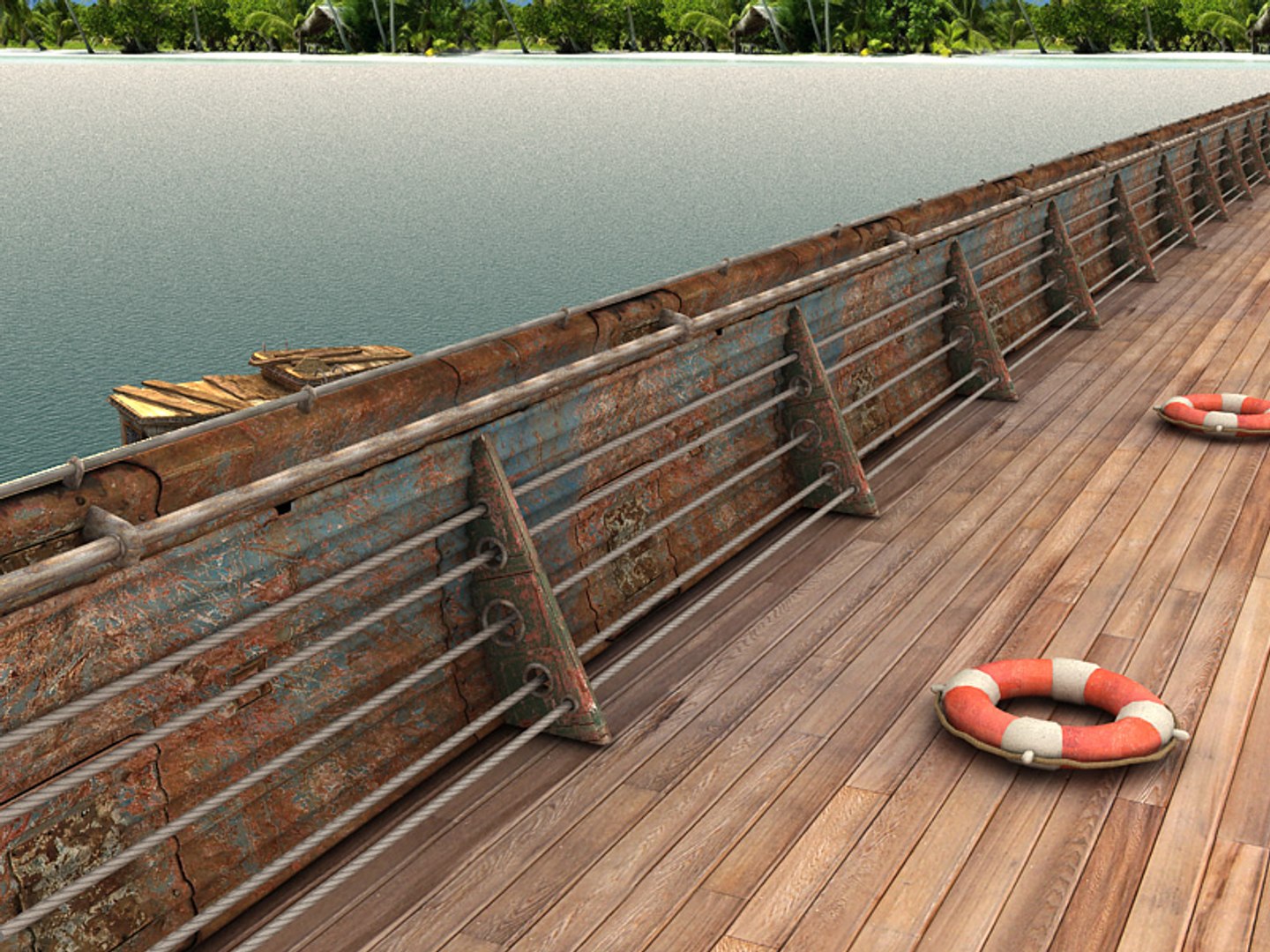 3d Model Ocean Ships Metal Handrail