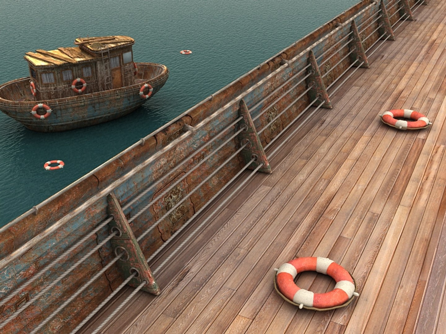 3d Model Ocean Ships Metal Handrail
