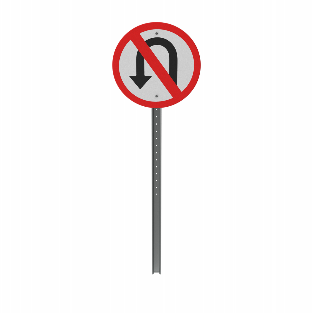 No U-Turn Road Sign Pole 3D Model - TurboSquid 2041771