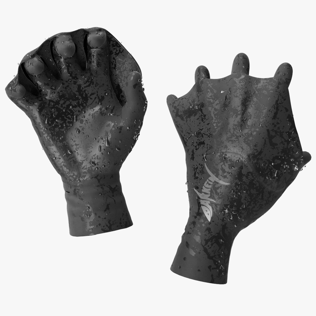3D Darkfin Webbed Power Swimming Gloves Wet Rigged for Cinema 4D model ...
