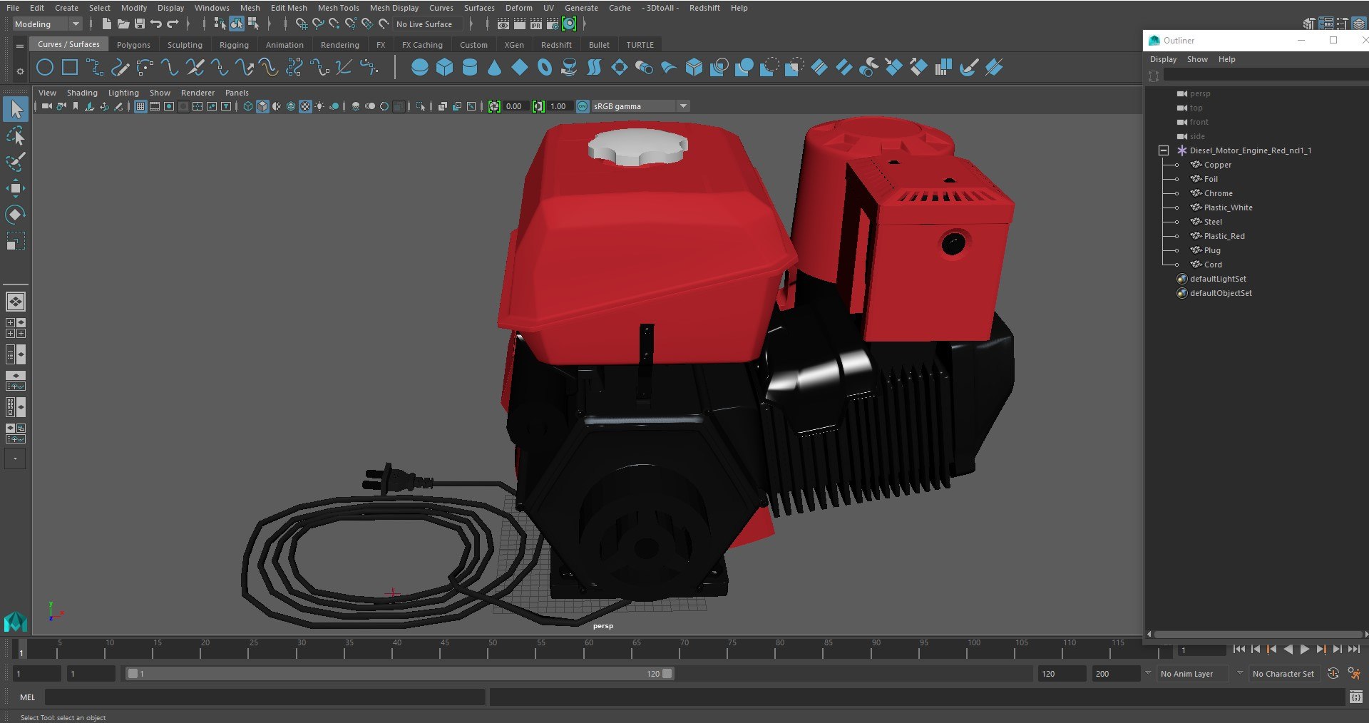 3D Diesel Motor Engine Red model - TurboSquid 2152622