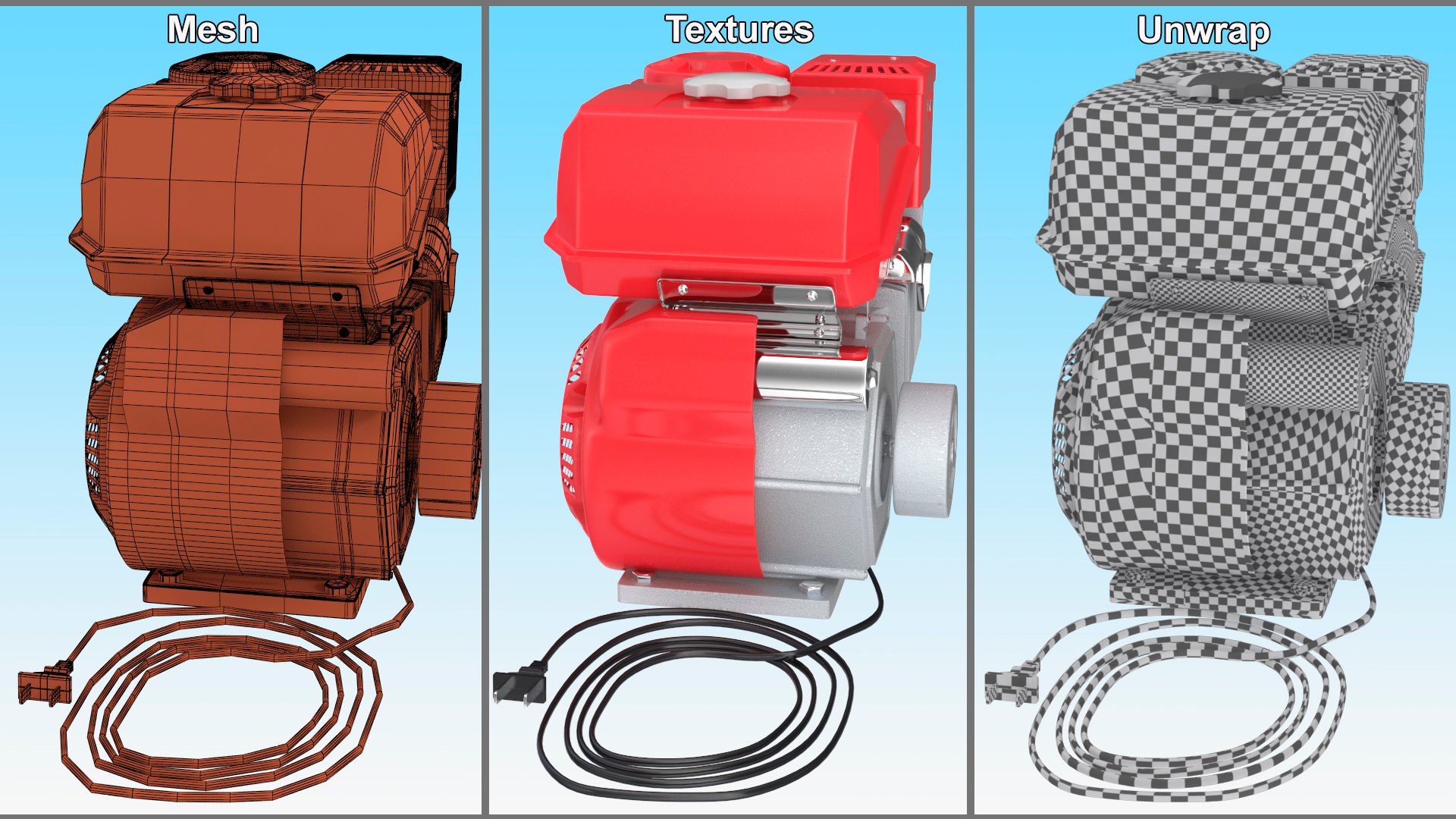 3D Diesel Motor Engine Red model - TurboSquid 2152622