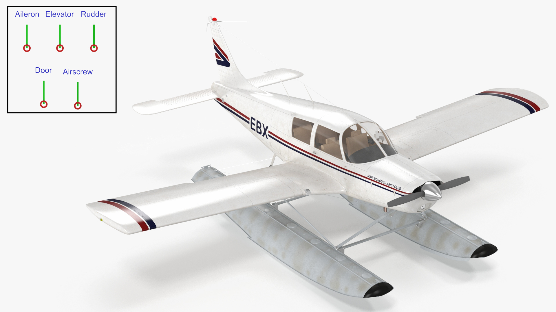 3D Private Seaplane Piper PA-28 Cherokee Rigged - TurboSquid 2249979