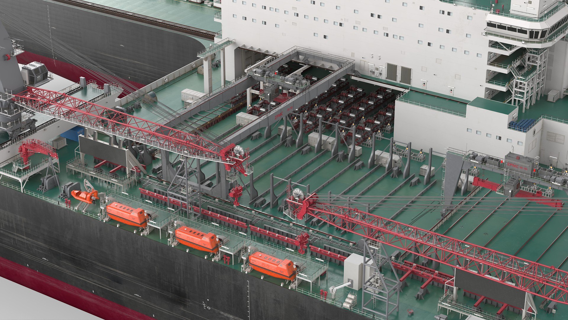 3D Pipe-Laying Construction Vessel Rigged For Cinema 4D Model ...