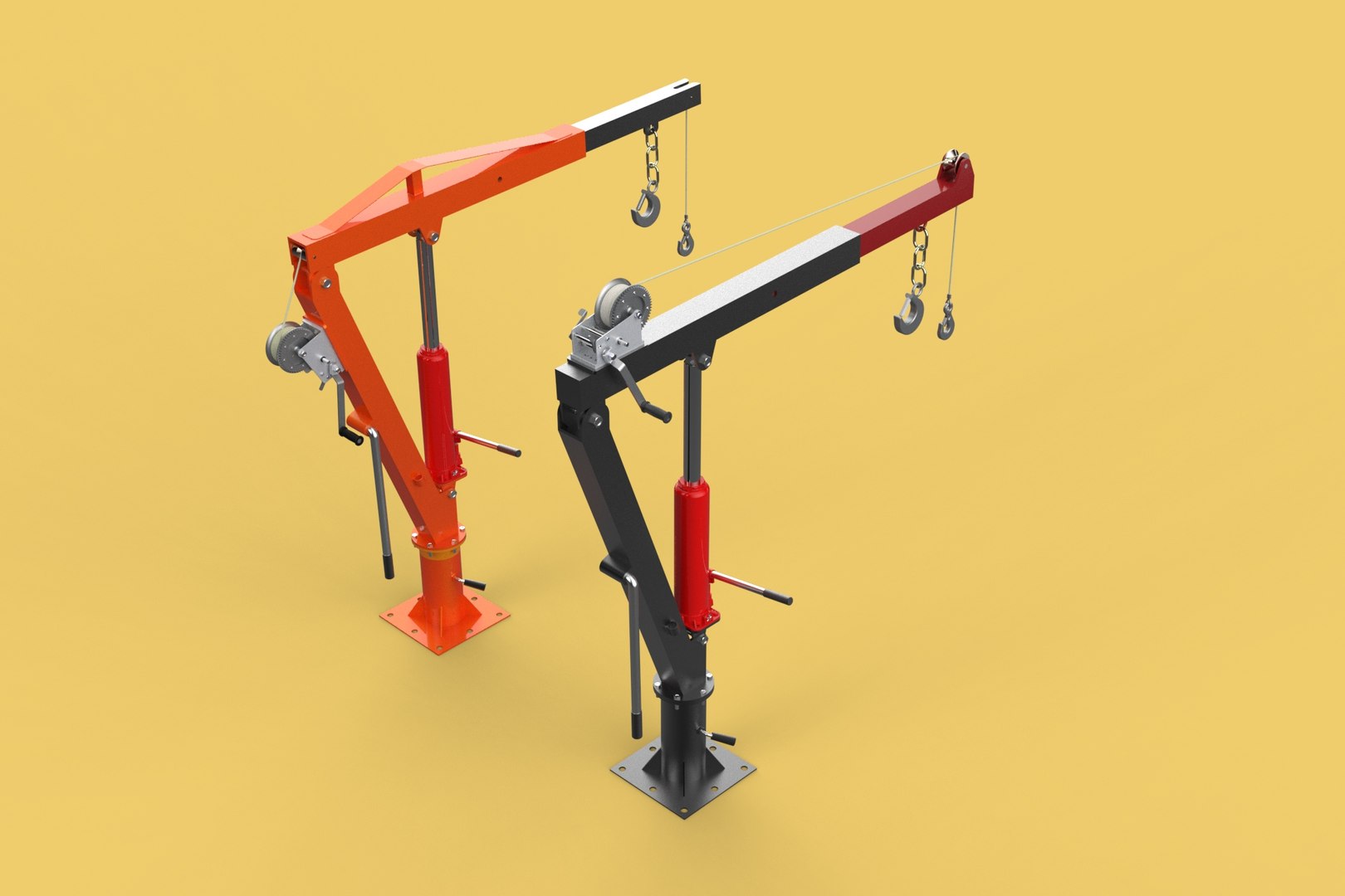 3D HAND CRANK WINCH SWIVEL LIFTING ENGINE CRANE HOIST JIB TRUCK CAR ...