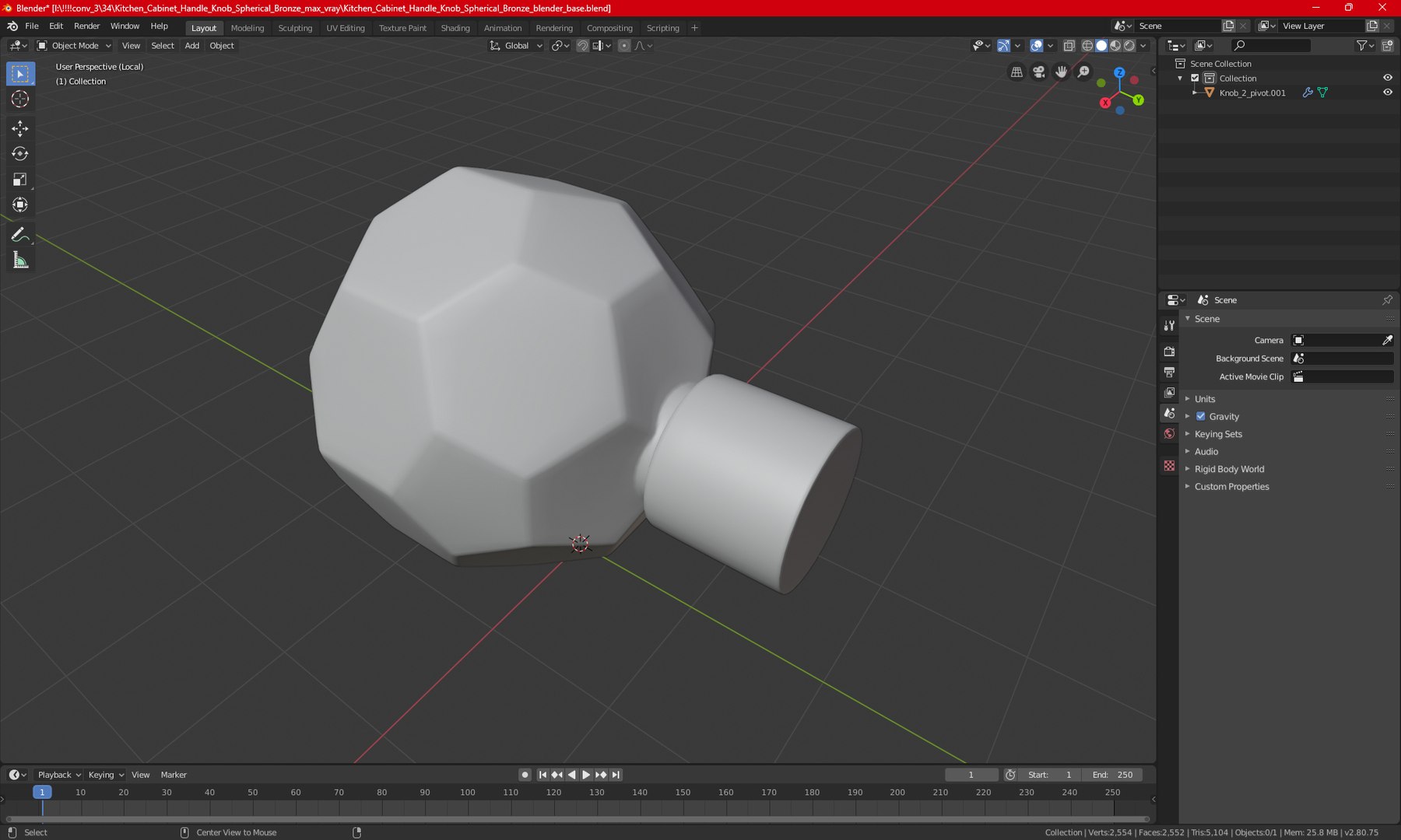 Kitchen Cabinet Handle Knob Spherical Silver Model - TurboSquid 2220693