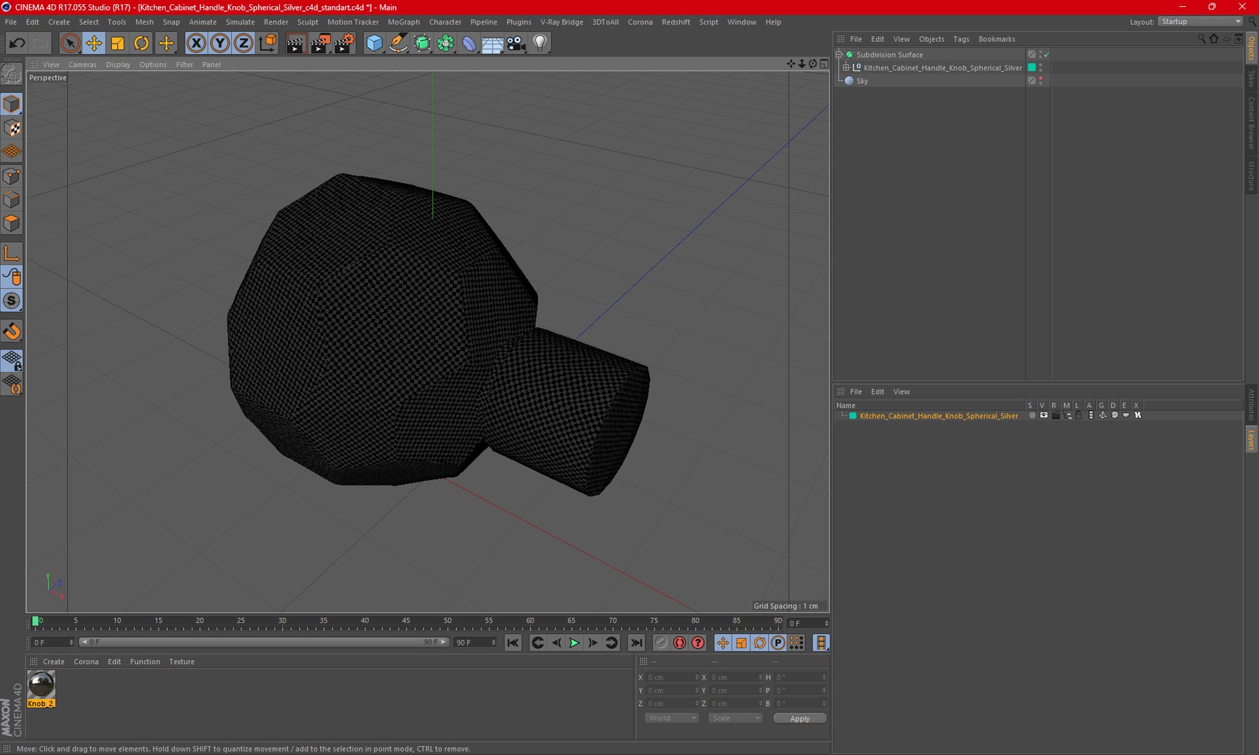 Kitchen Cabinet Handle Knob Spherical Silver Model - TurboSquid 2220693