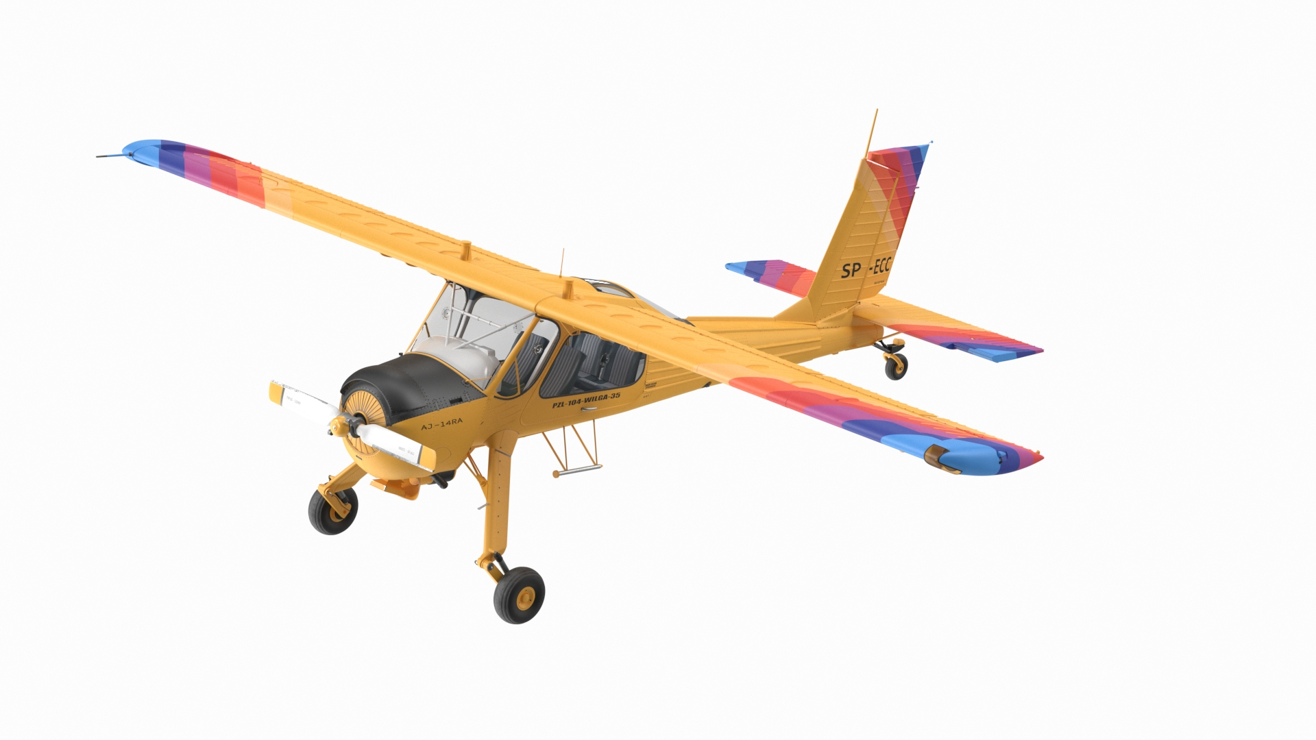 Wilga PZL 104 Airplane Yellow Simple Interior Model - TurboSquid 2193927