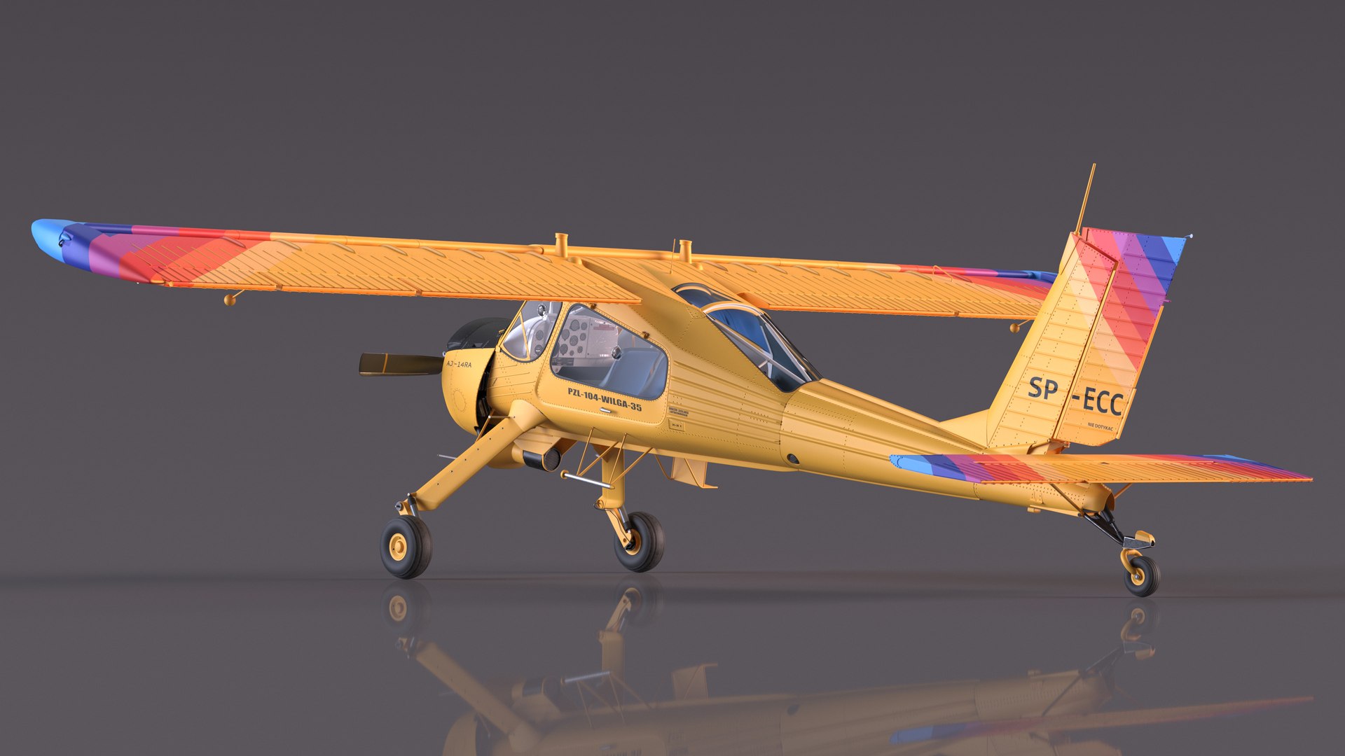 Wilga PZL 104 Airplane Yellow Simple Interior Model - TurboSquid 2193927