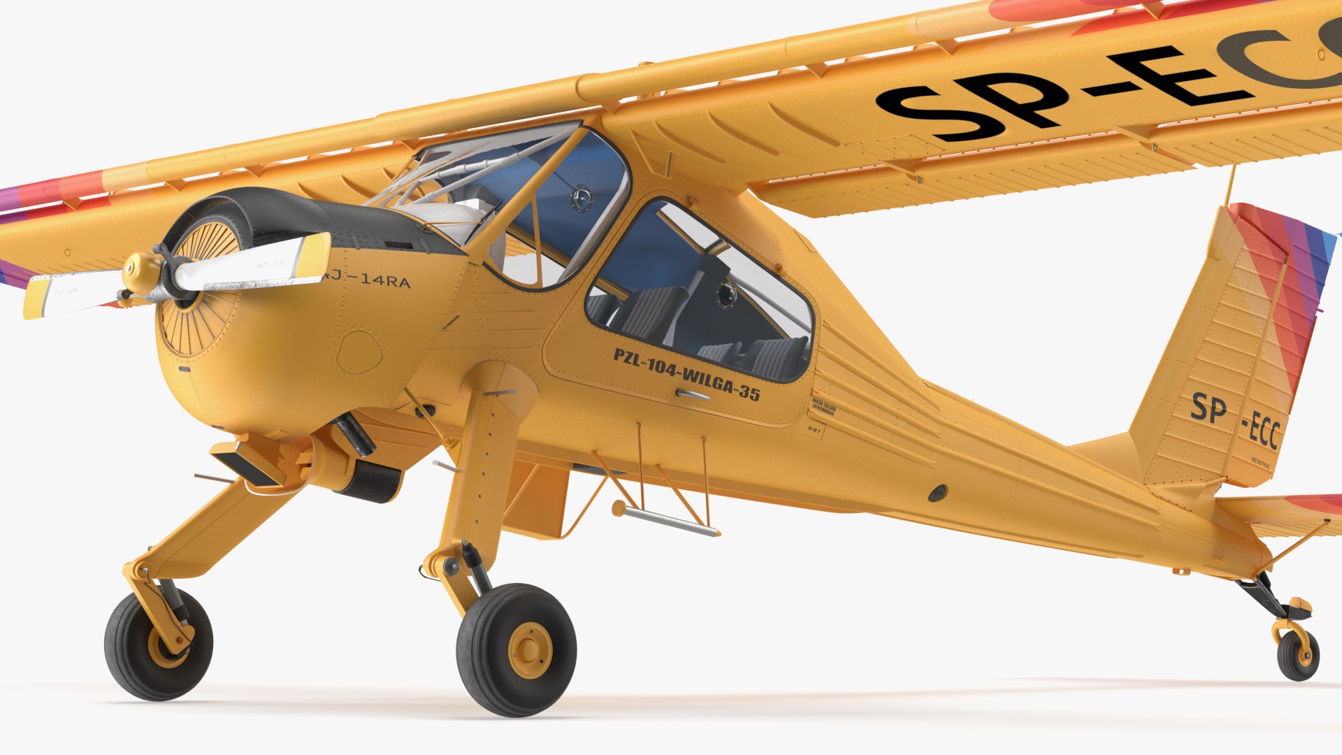 Wilga PZL 104 Airplane Yellow Simple Interior Model - TurboSquid 2193927