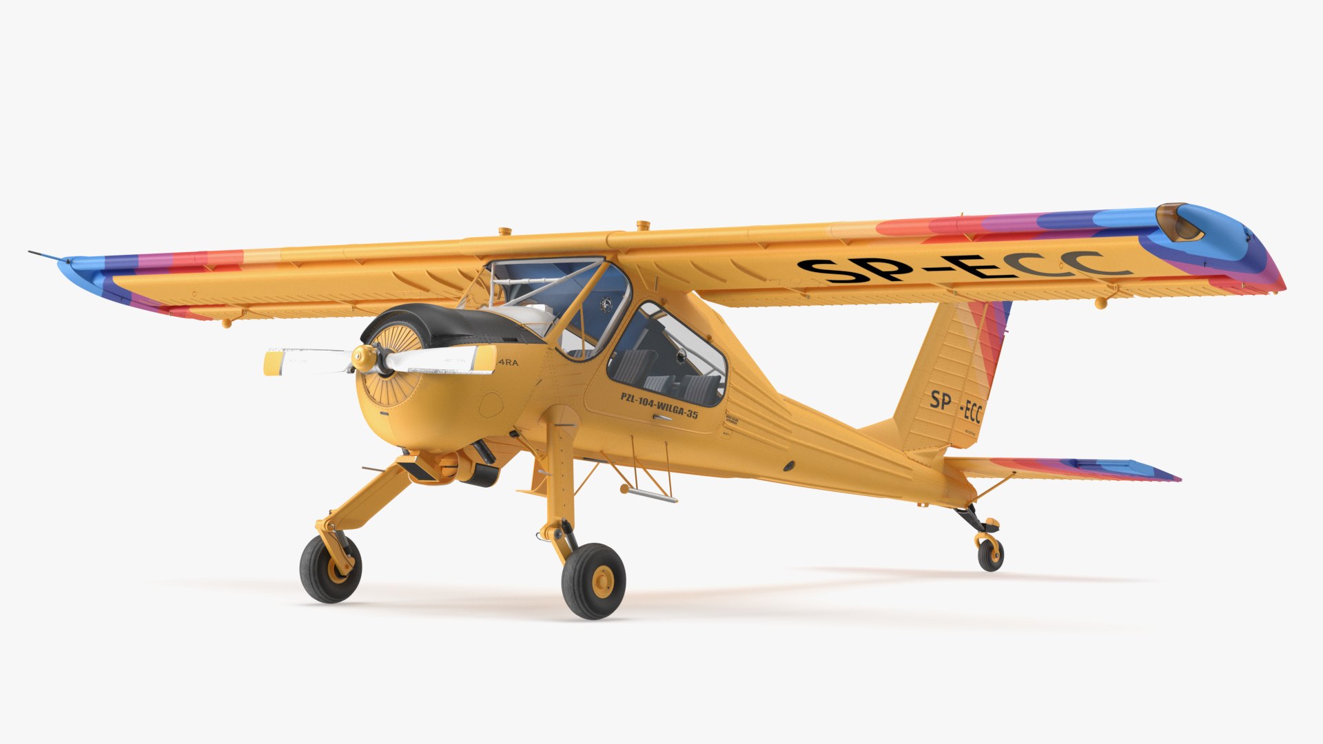 Wilga PZL 104 Airplane Yellow Simple Interior Model - TurboSquid 2193927