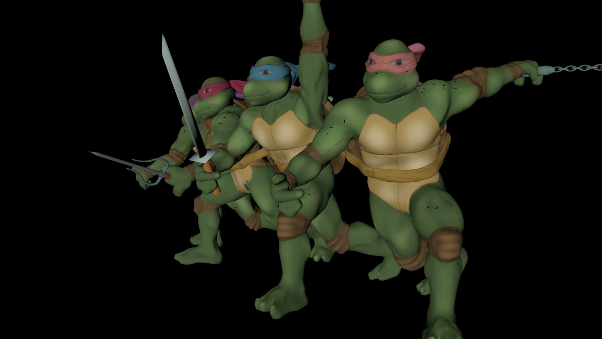 3D TMNT On Action Pose - TurboSquid 2316679