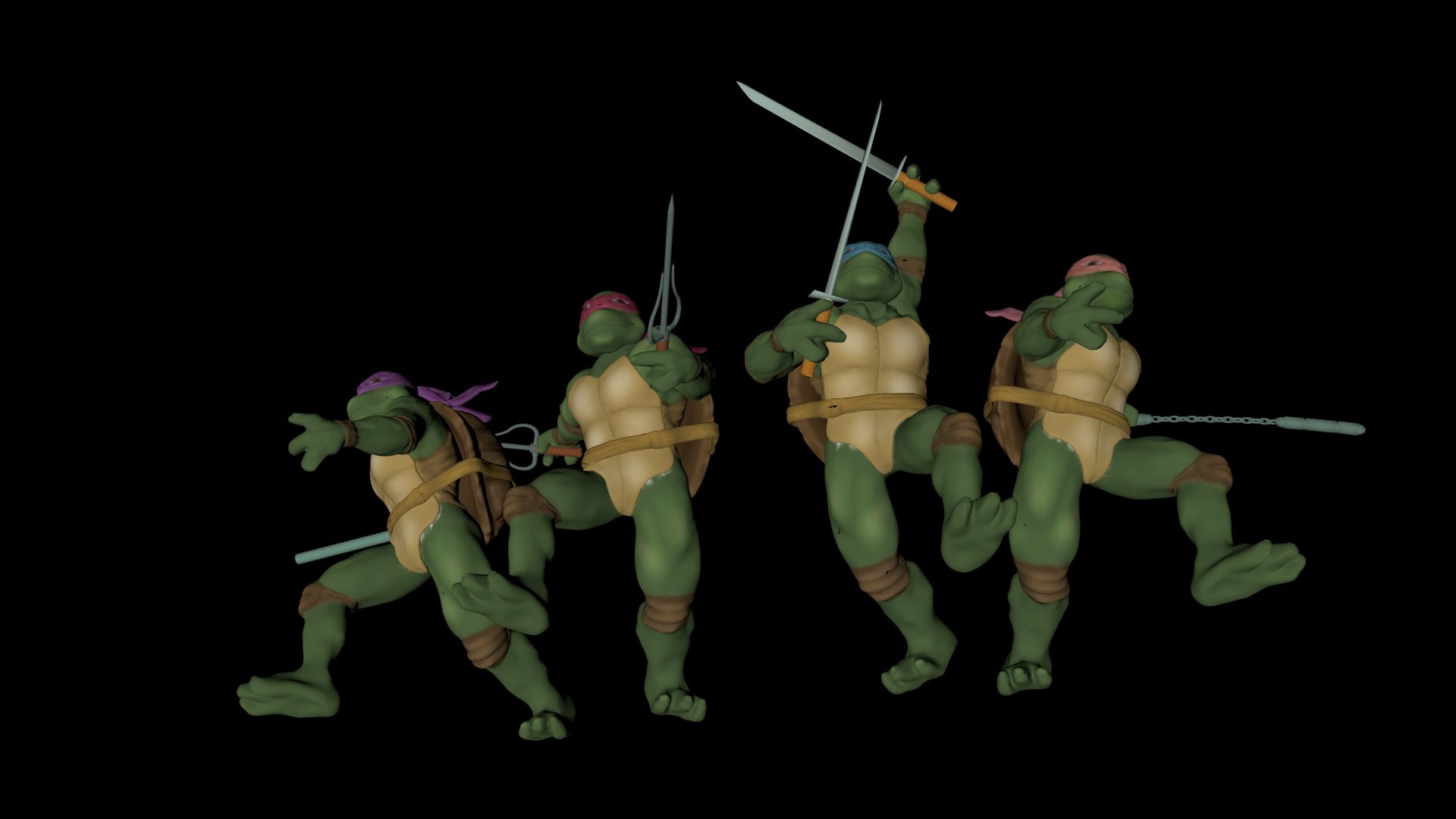 3D TMNT On Action Pose - TurboSquid 2316679