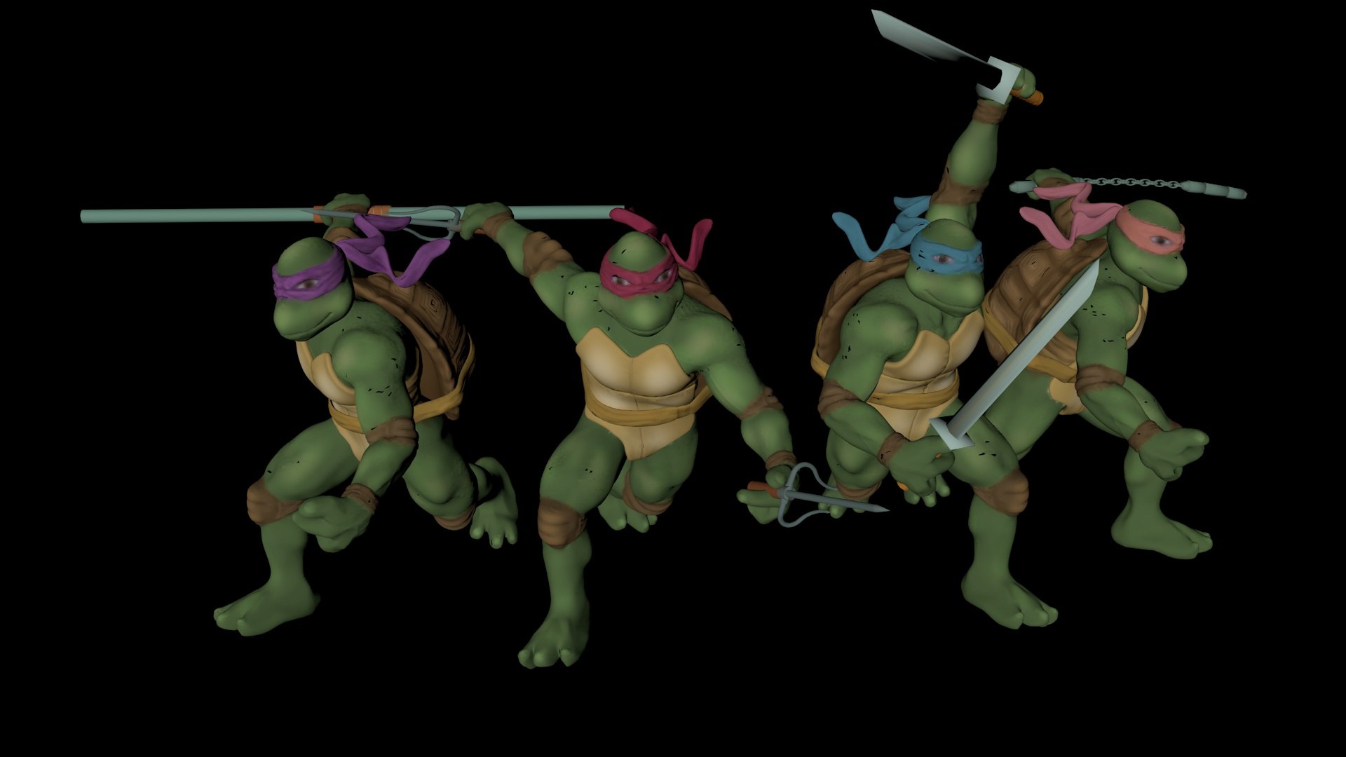 3D TMNT On Action Pose - TurboSquid 2316679