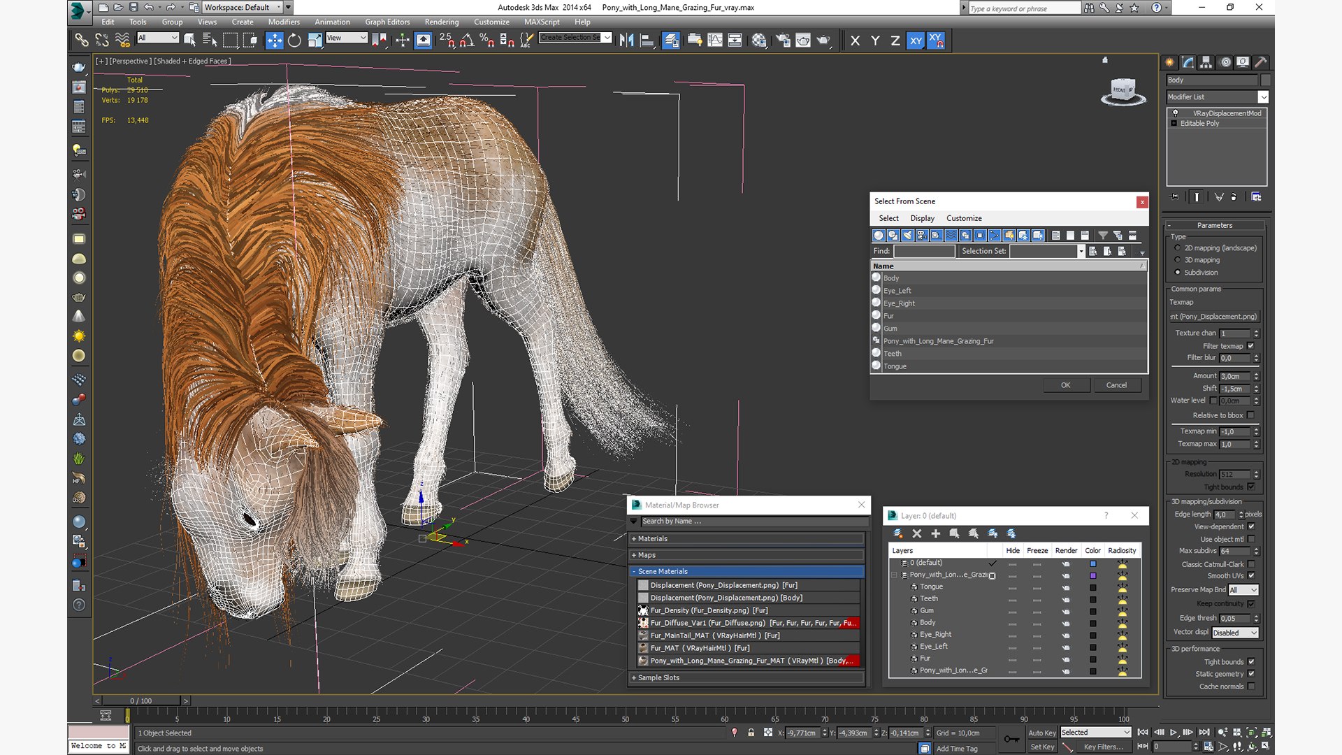 3D Pony With Long Mane Grazing Fur Model - TurboSquid 2236589