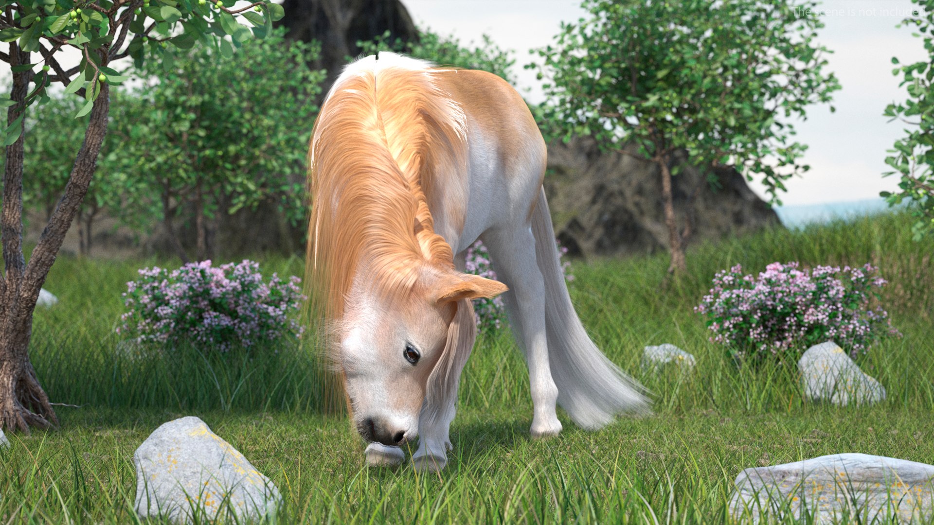 3D Pony With Long Mane Grazing Fur Model - TurboSquid 2236589