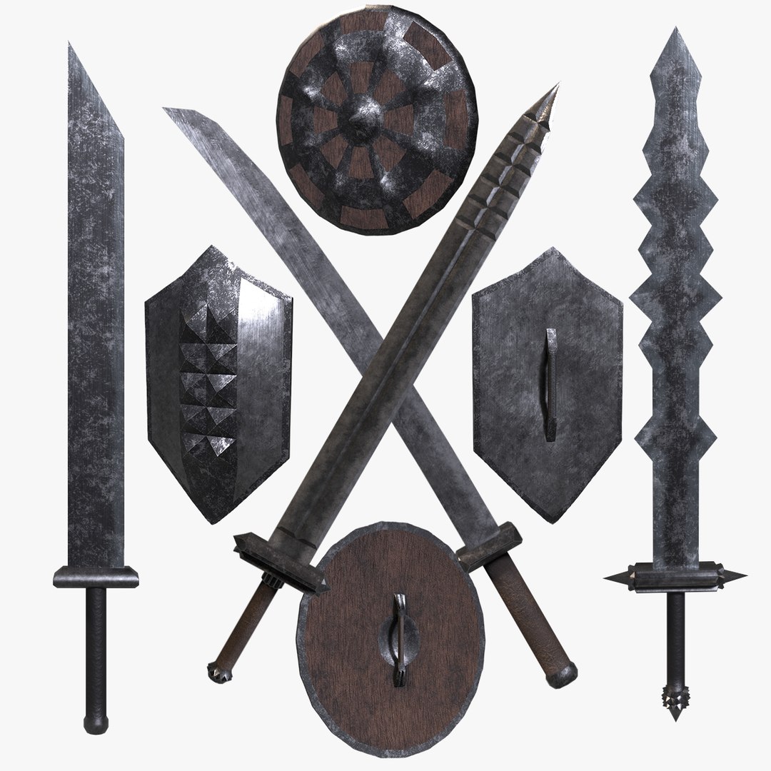 3D Model Modular Melee Swords Shields Pack - Low Poly Stylized ...