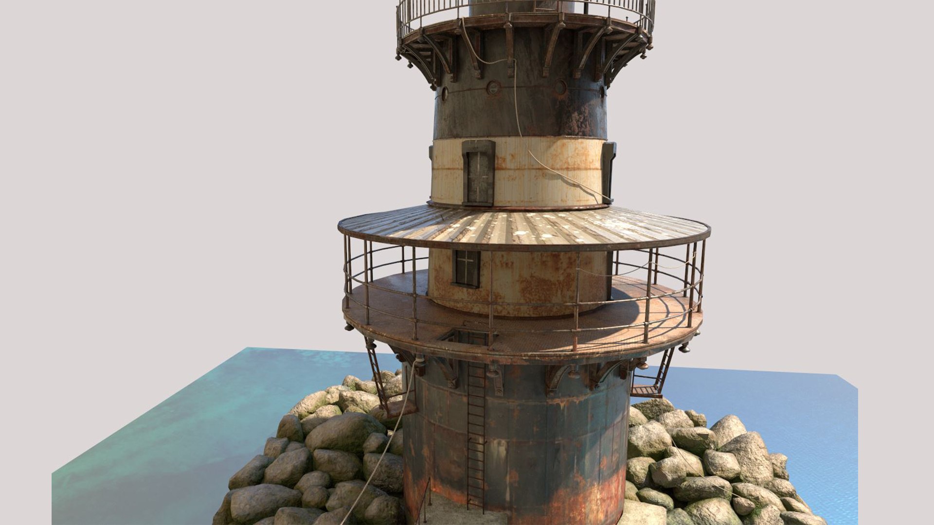 3D Model The Old Lighthouse With Rocky Surroundings - TurboSquid 2237958