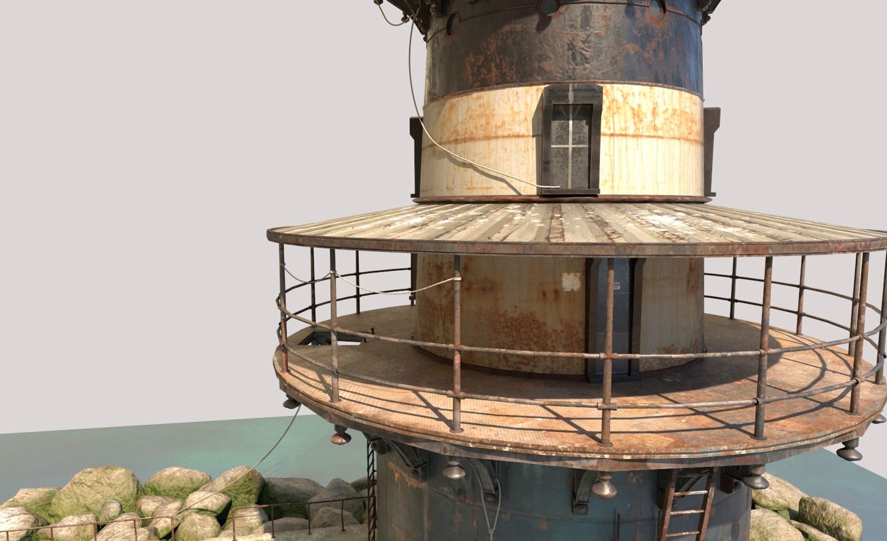 3D Model The Old Lighthouse With Rocky Surroundings - TurboSquid 2237958