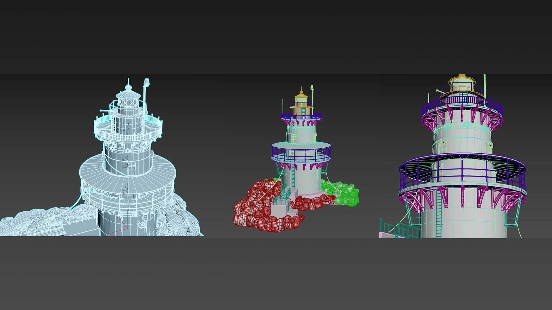 3D Model The Old Lighthouse With Rocky Surroundings - TurboSquid 2237958