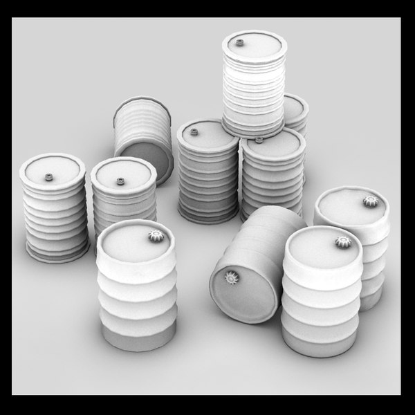 3d model metal barrels