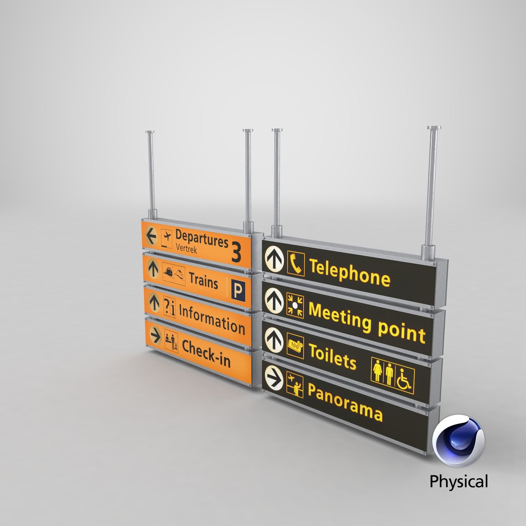 Real airport signs model - TurboSquid 1538408