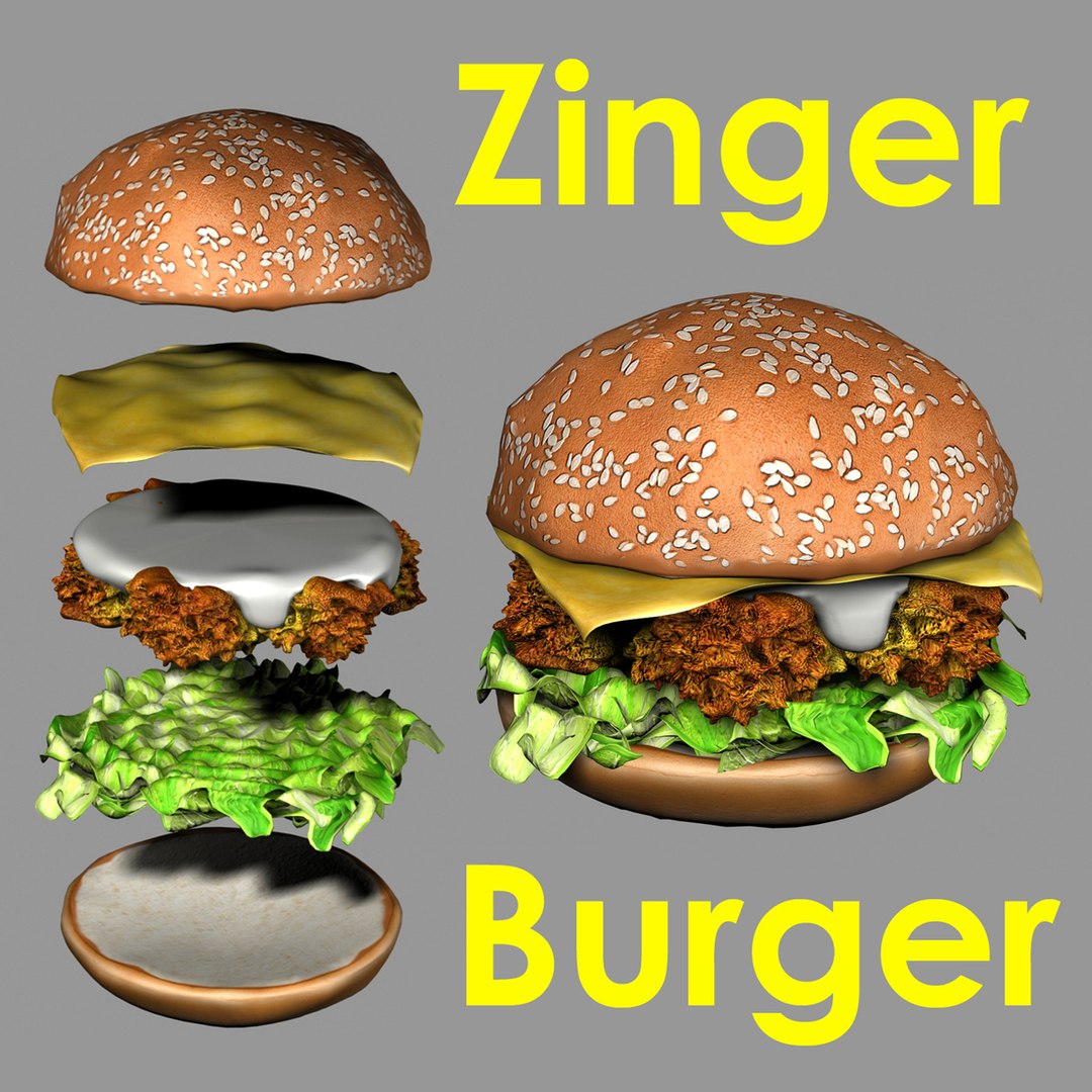 Zinger Burger 3D Model - TurboSquid 1983321