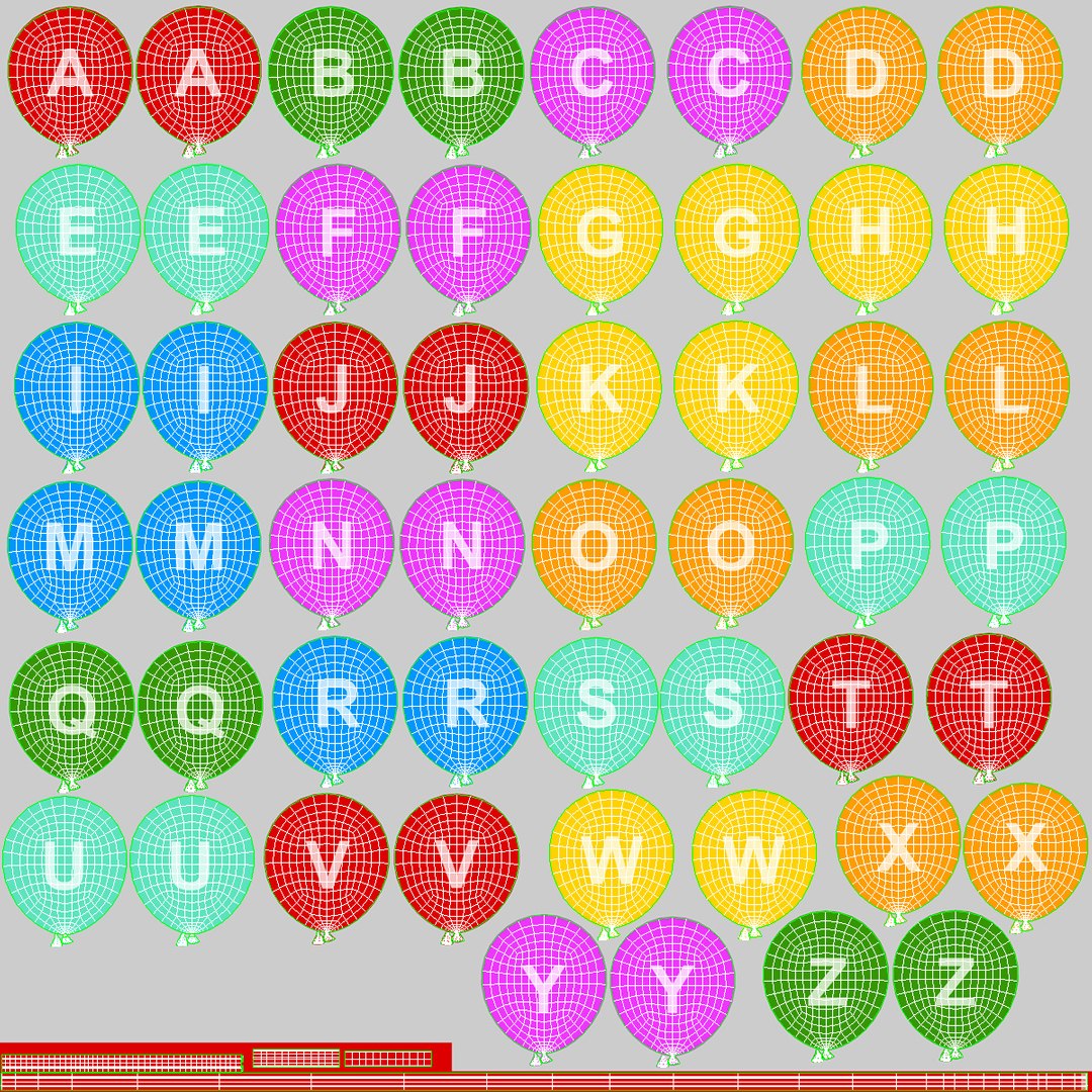 Alphabet Balloons Model - TurboSquid 1359287