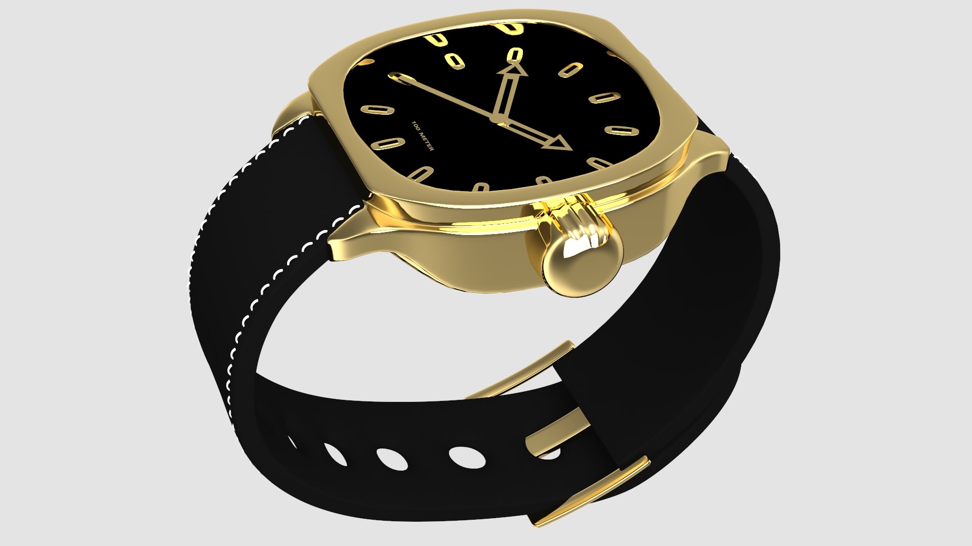 3D Model Leather Strap Gold Watch - TurboSquid 2383943