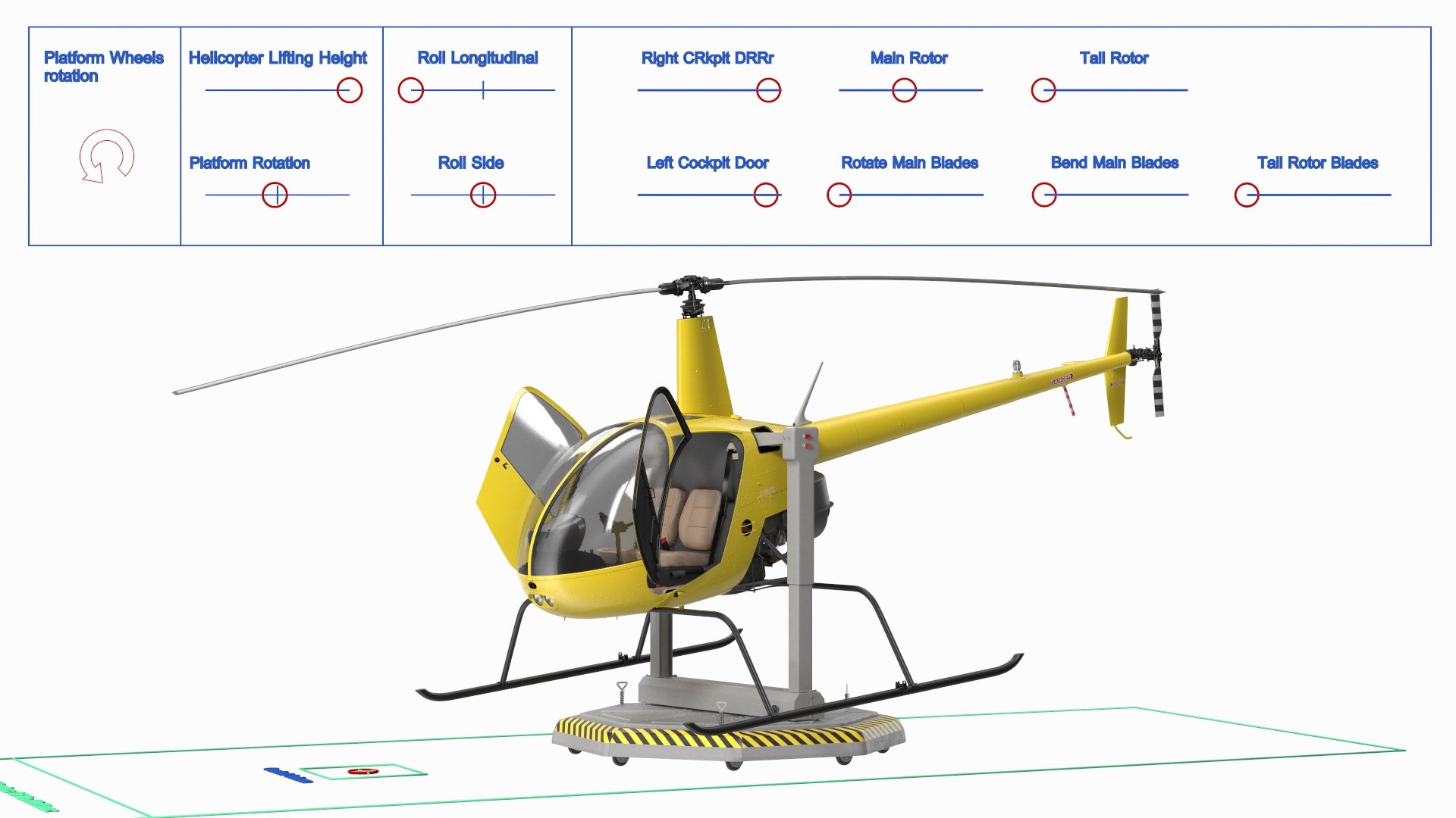 3D Helicopter Simulator Yellow Rigged model - TurboSquid 2118808