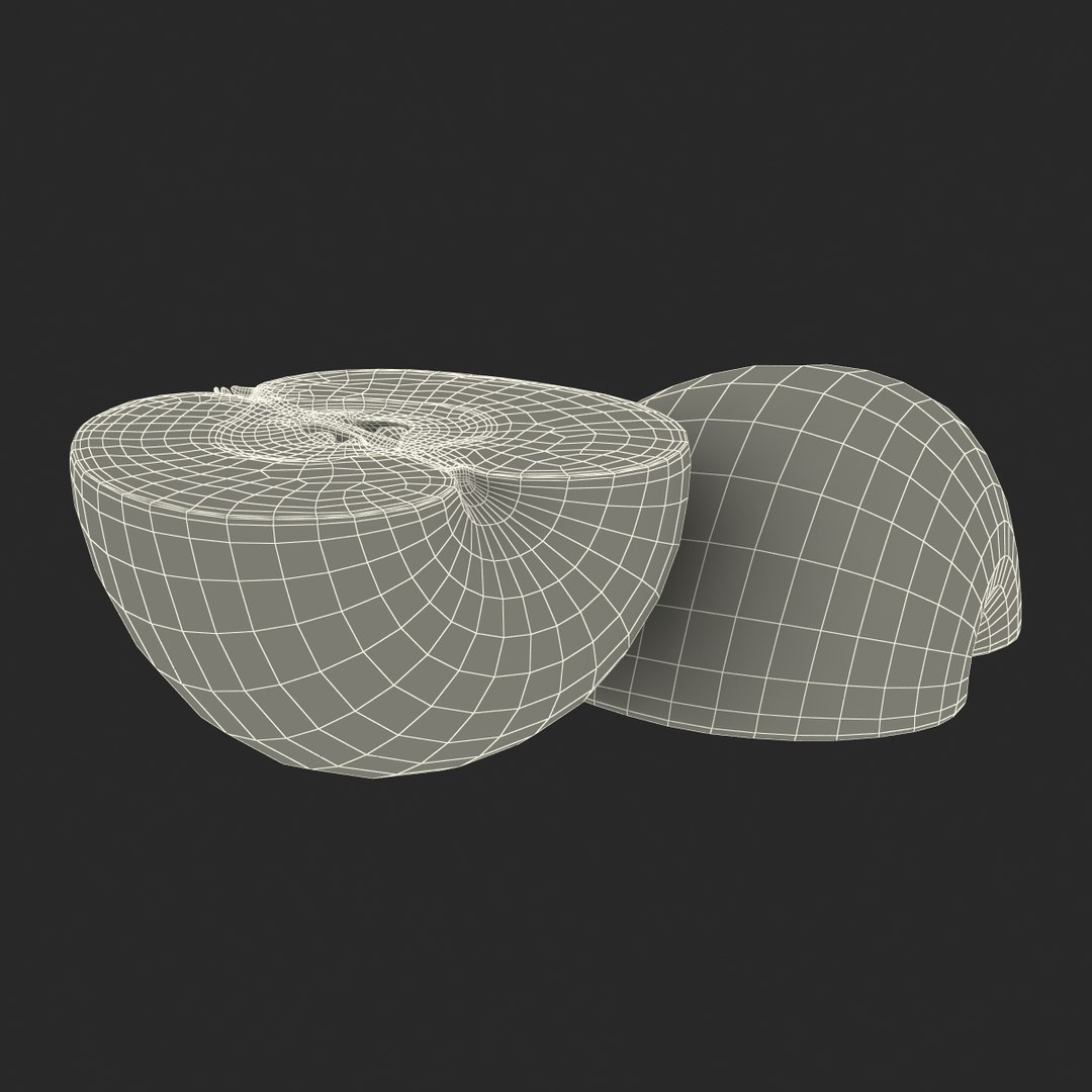 Green Apple Half 3d Model
