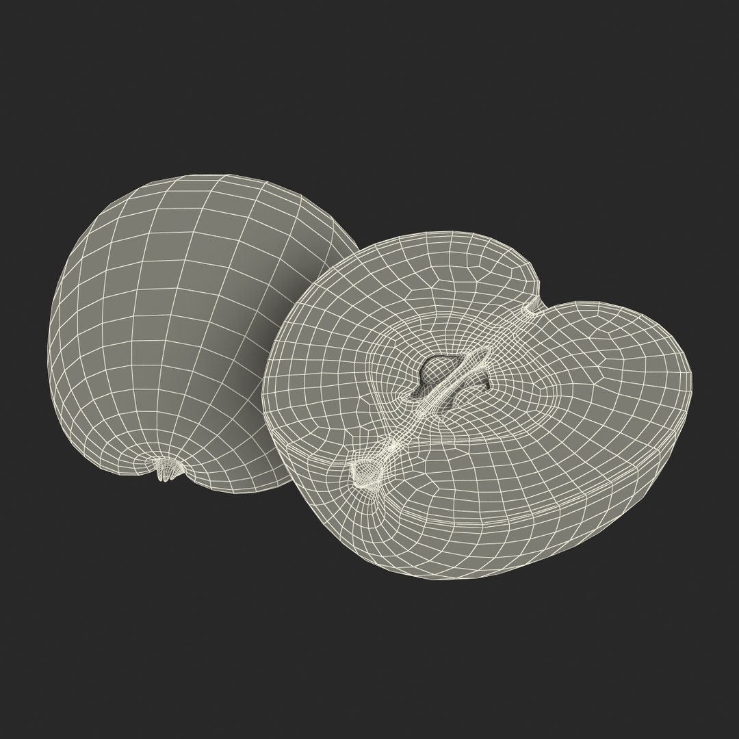 Green Apple Half 3d Model