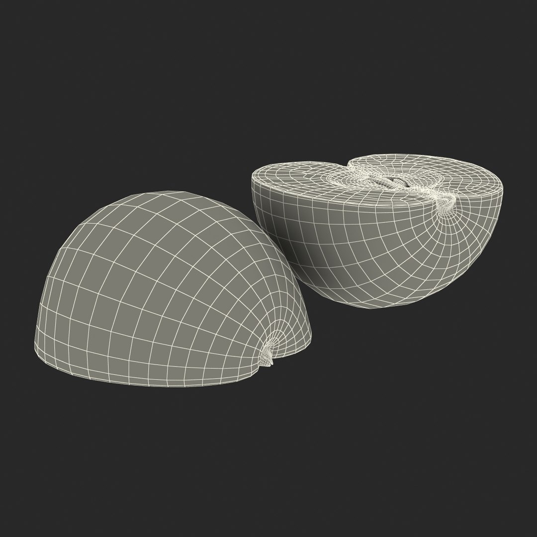Green Apple Half 3d Model