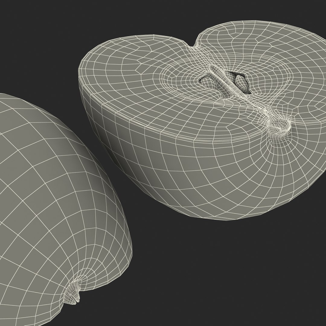 Green Apple Half 3d Model