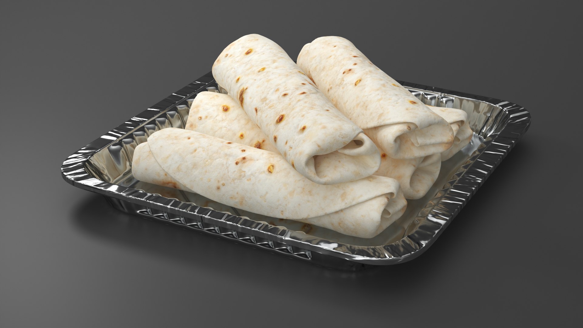 3D Model Burrito On Disposable Aluminum Tray - TurboSquid 2374693