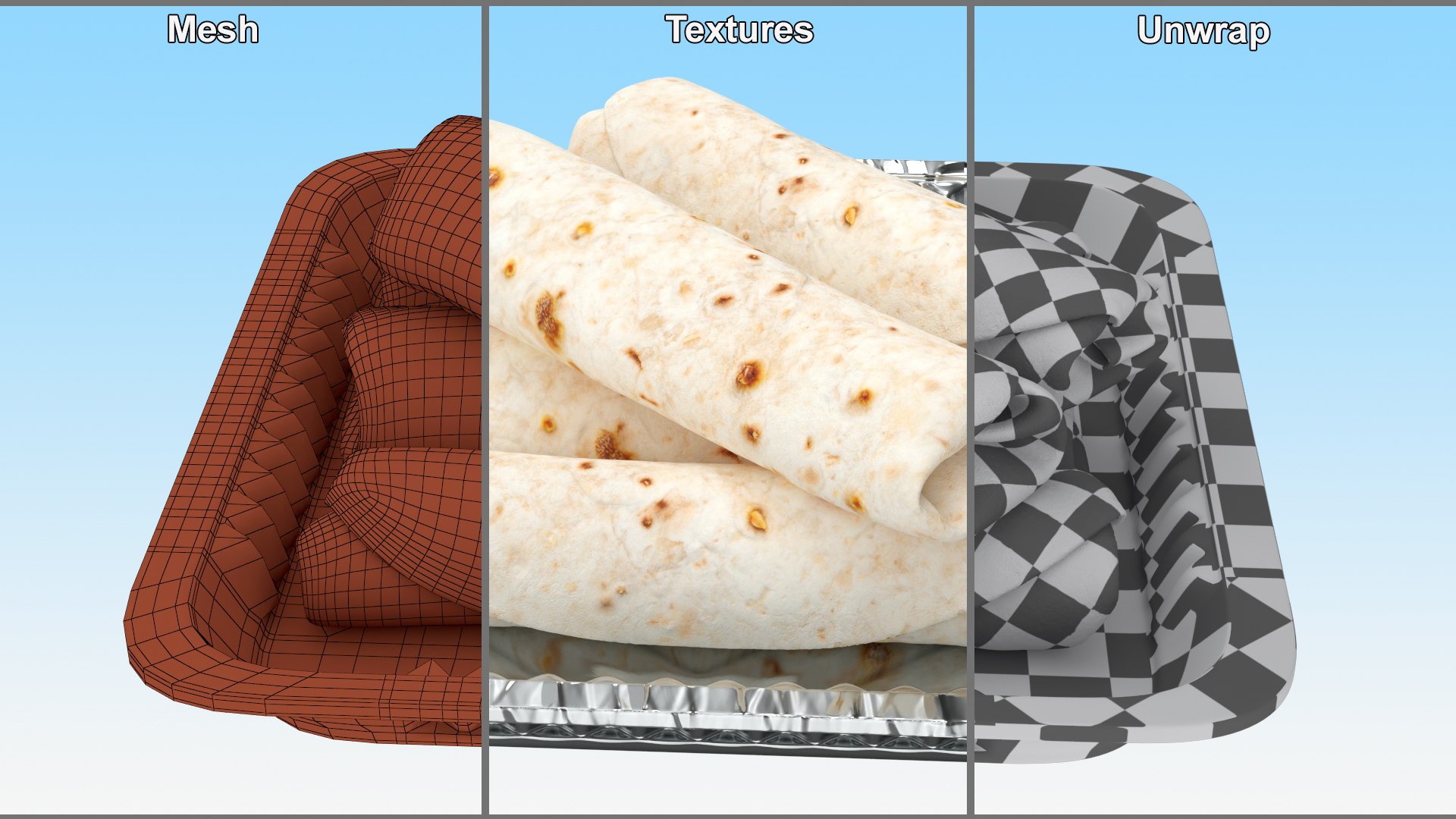 3D Model Burrito On Disposable Aluminum Tray - TurboSquid 2374693