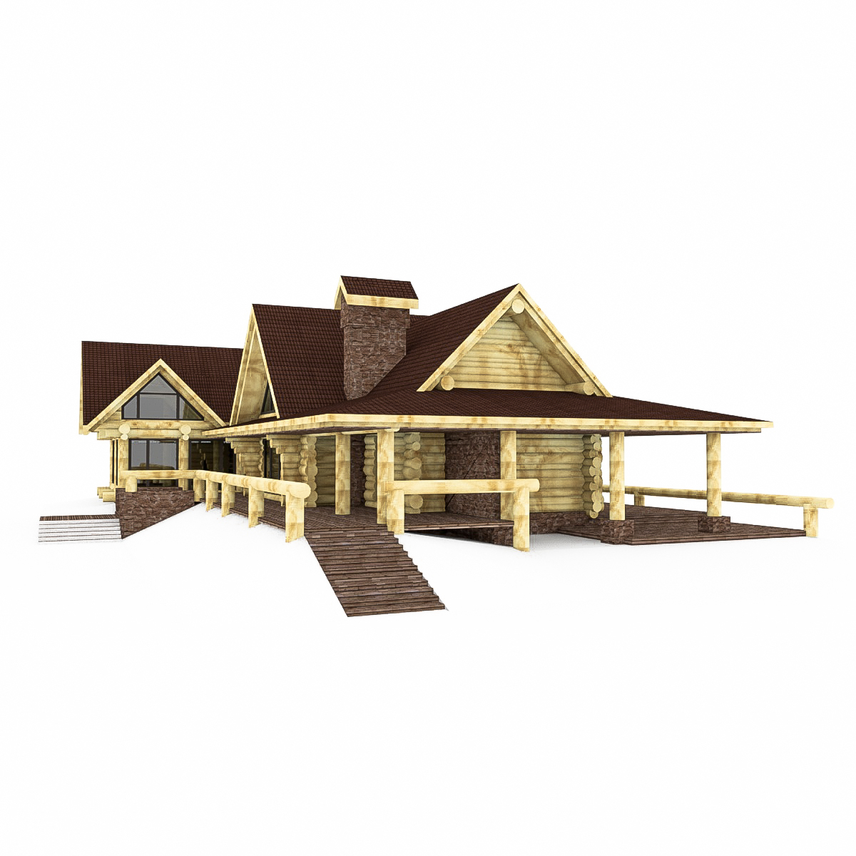 3d canadian wood log house model