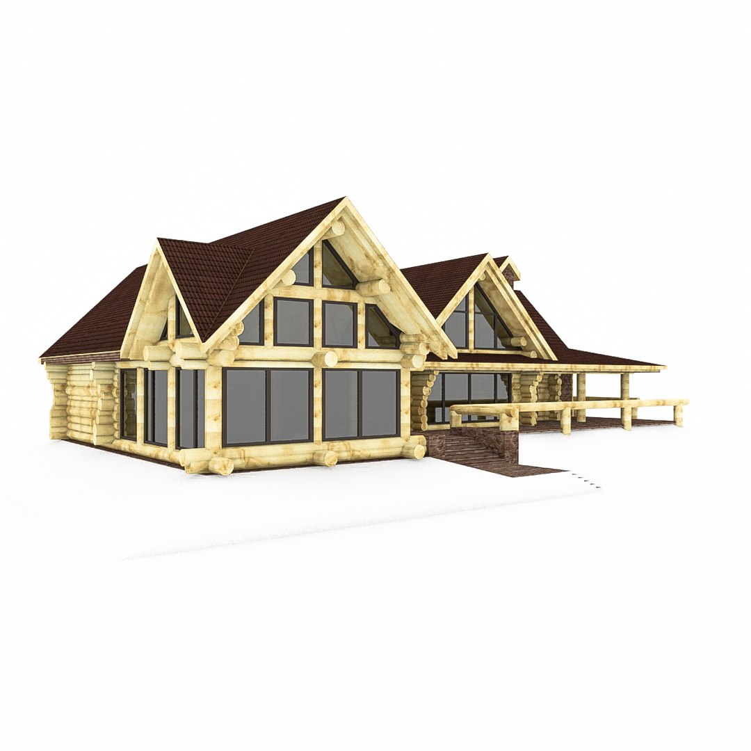 3d Canadian Wood Log House Model