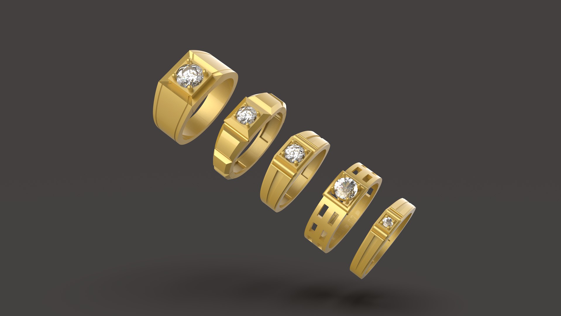 3D Model Diamond Gents Ring 5 Pis - 009 - TurboSquid 2330379