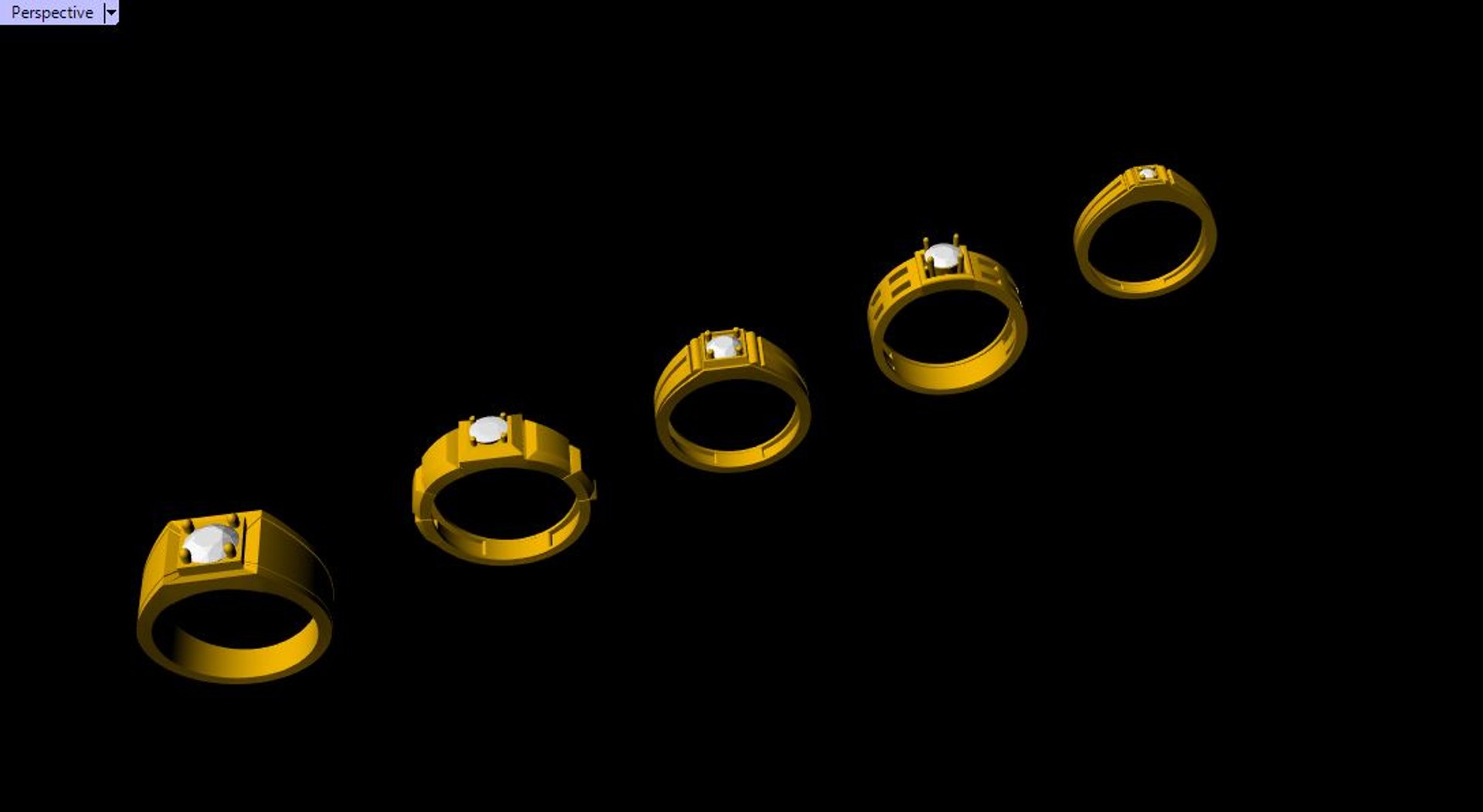 3D Model Diamond Gents Ring 5 Pis - 009 - TurboSquid 2330379