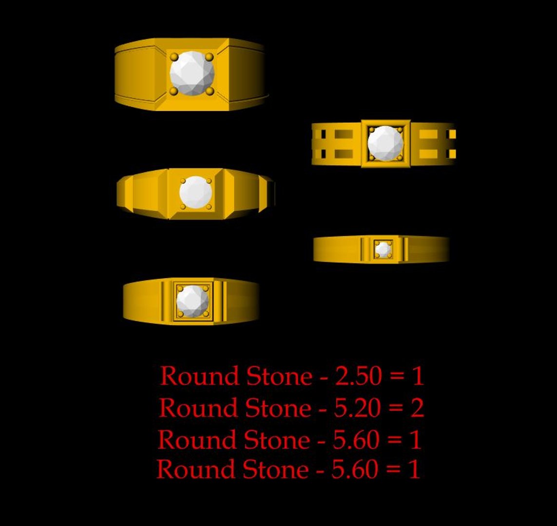 3D Model Diamond Gents Ring 5 Pis - 009 - TurboSquid 2330379
