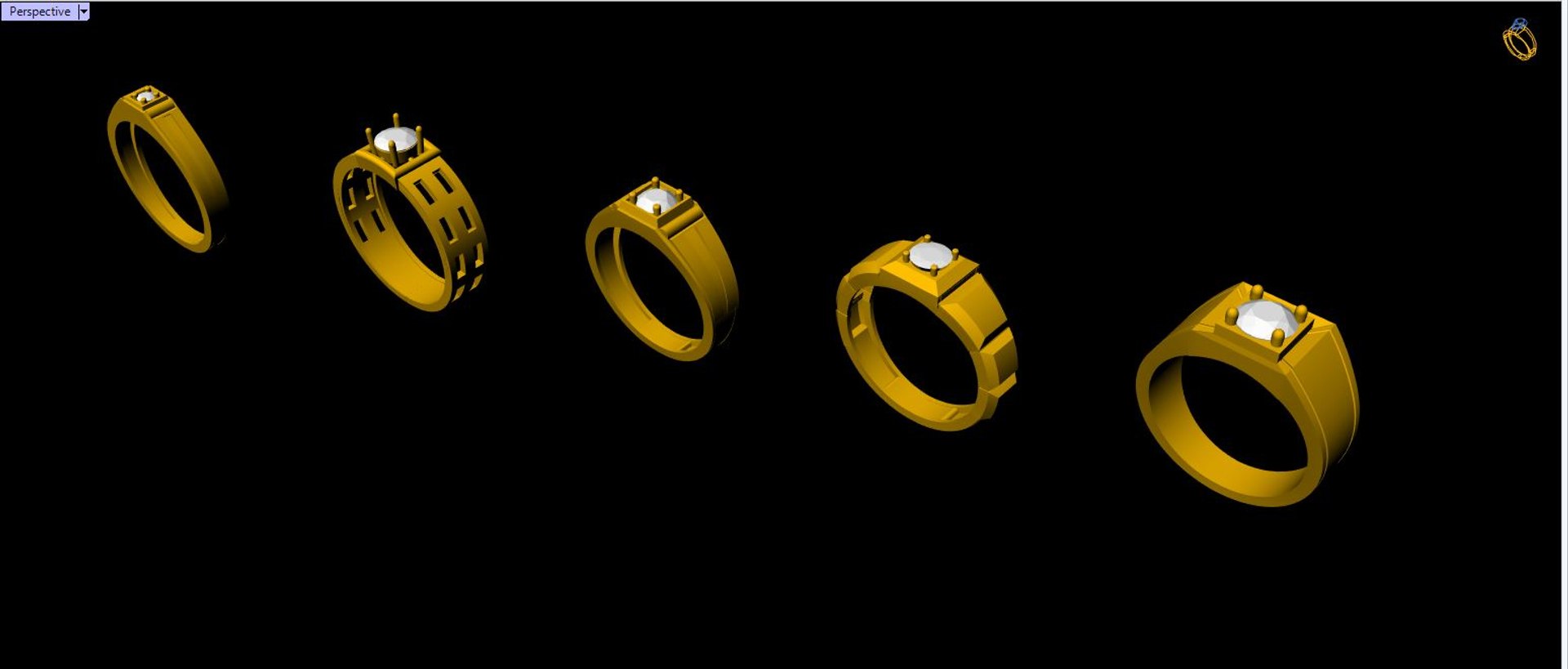 3D Model Diamond Gents Ring 5 Pis - 009 - TurboSquid 2330379
