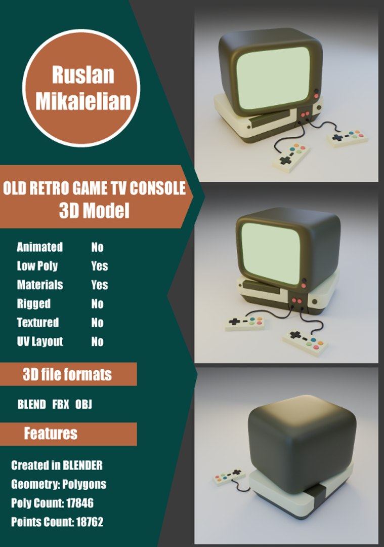Old Retro Game TV Console Model - TurboSquid 2167123